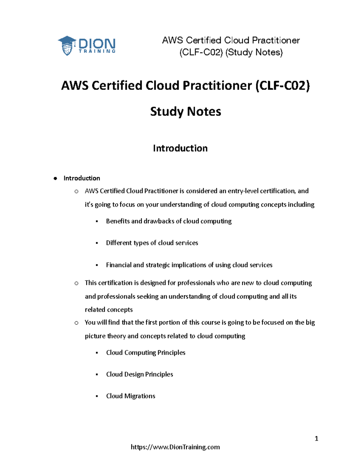 AWS Certified Cloud Practitioner (CLF-C02) Study Notes and Guide - Studocu
