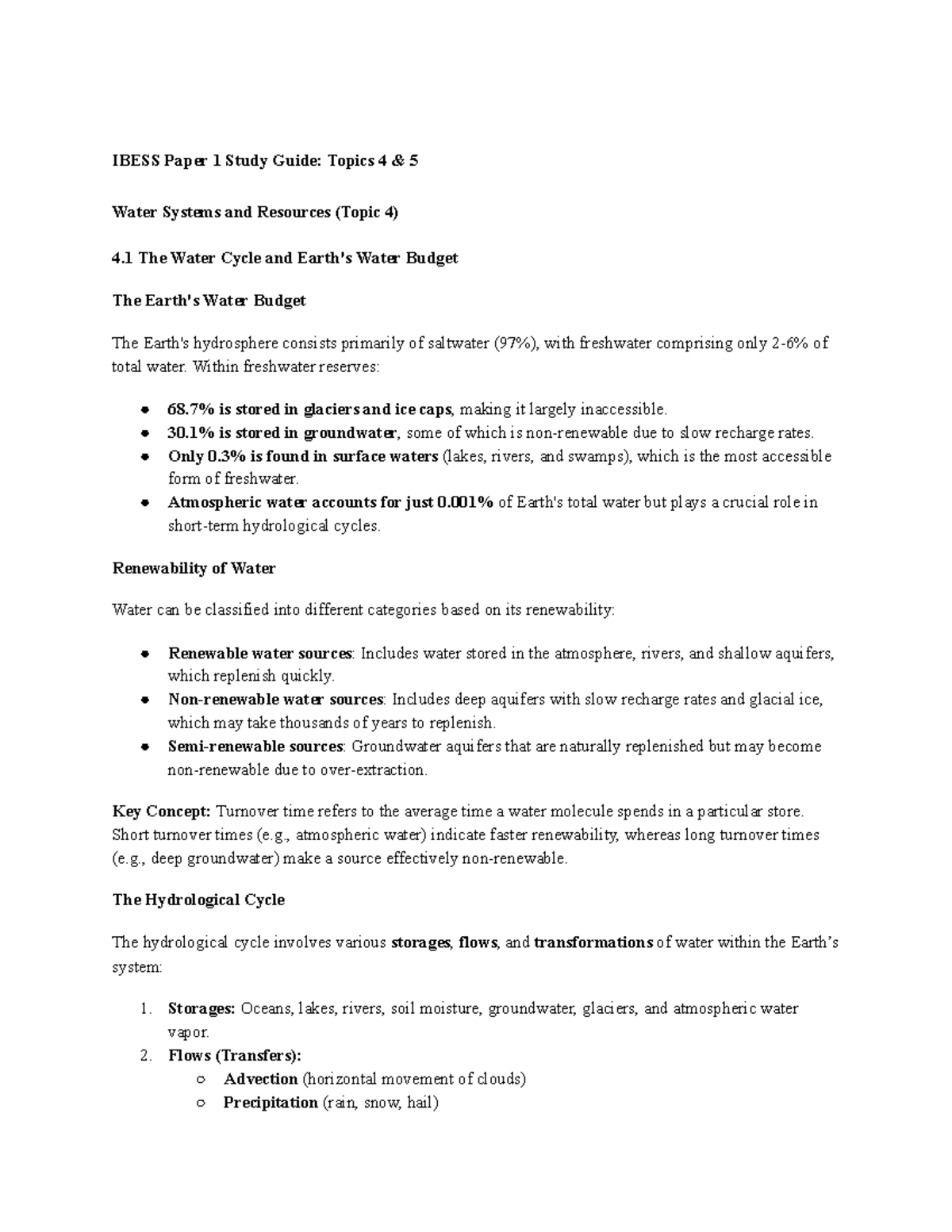 IB ESS Paper 1 Study Guide: Water and Soil Systems (Topics 4 & 5 ...