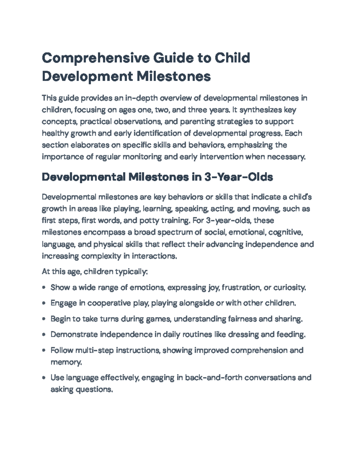 Comprehensive Overview of Child Development Milestones (AAT 101) - Studocu