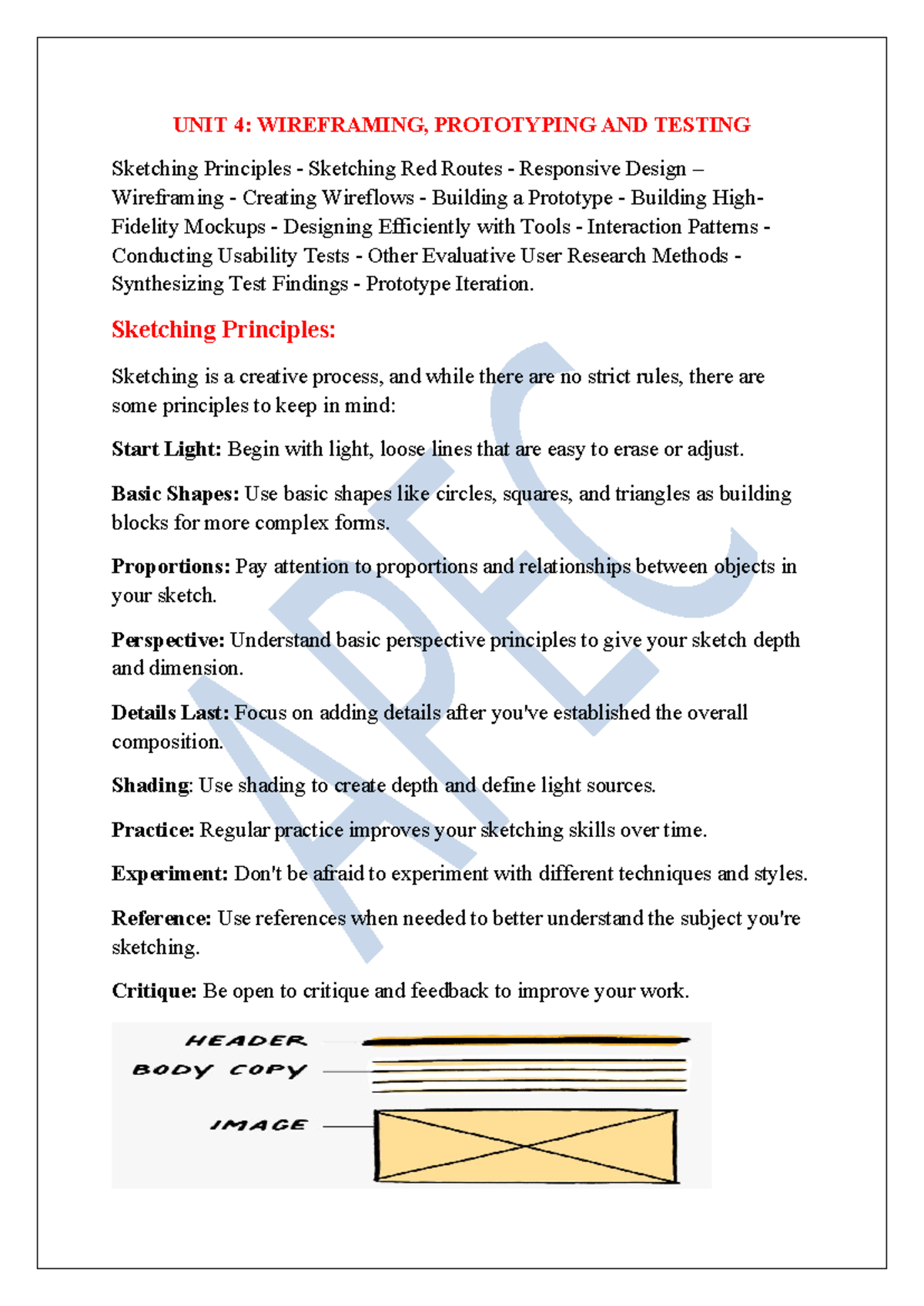 Unit 4: UI/UX - Wireframing, Prototyping & Testing Notes - Studocu