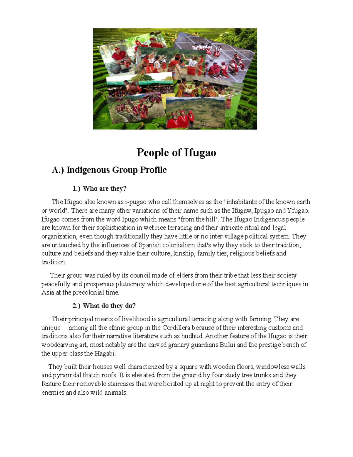 CASE Study on the Ifugao Indigenous People and Their Culture - Studocu