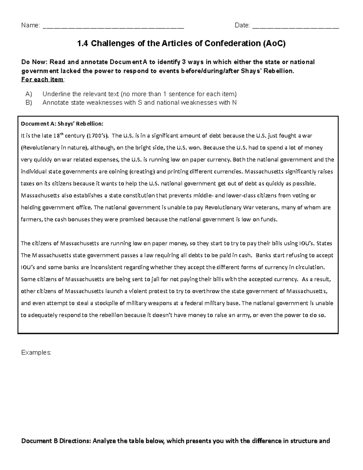 1.4 Examining the Challenges of the Articles of Confederation (AoC ...