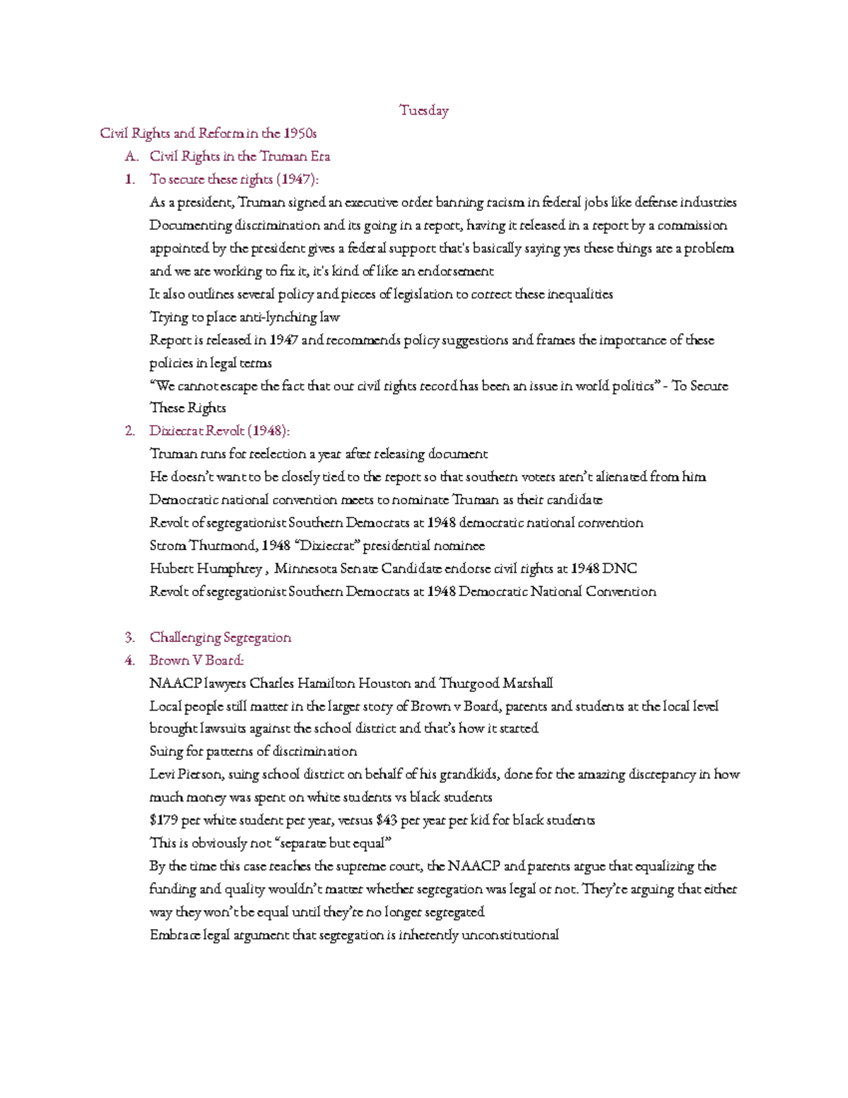 US 1877 Final Exam: Civil Rights and Reform in the Truman Era - Studocu