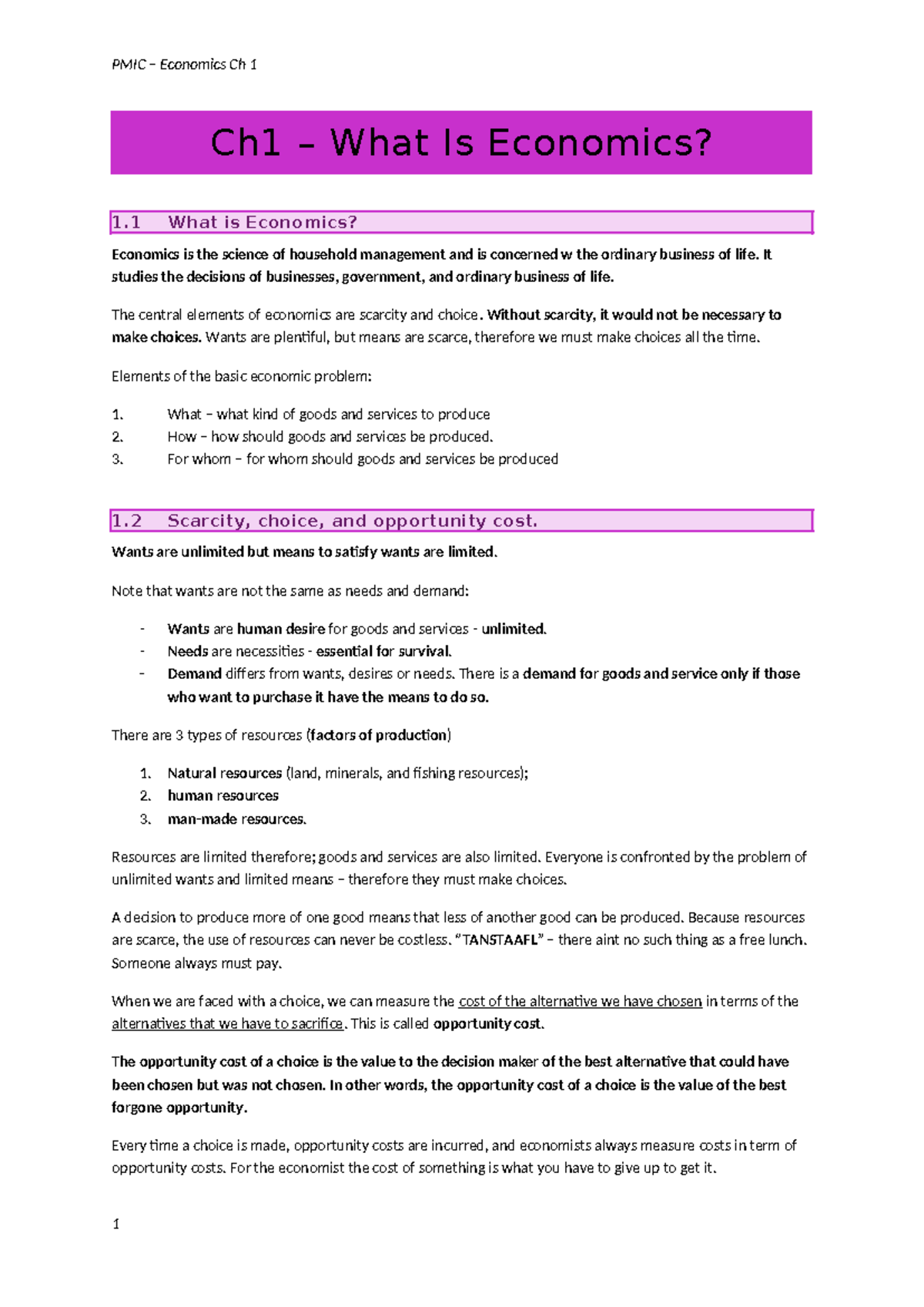 Economics 101: Understanding Concepts of Scarcity and Choice in Ch 1 ...