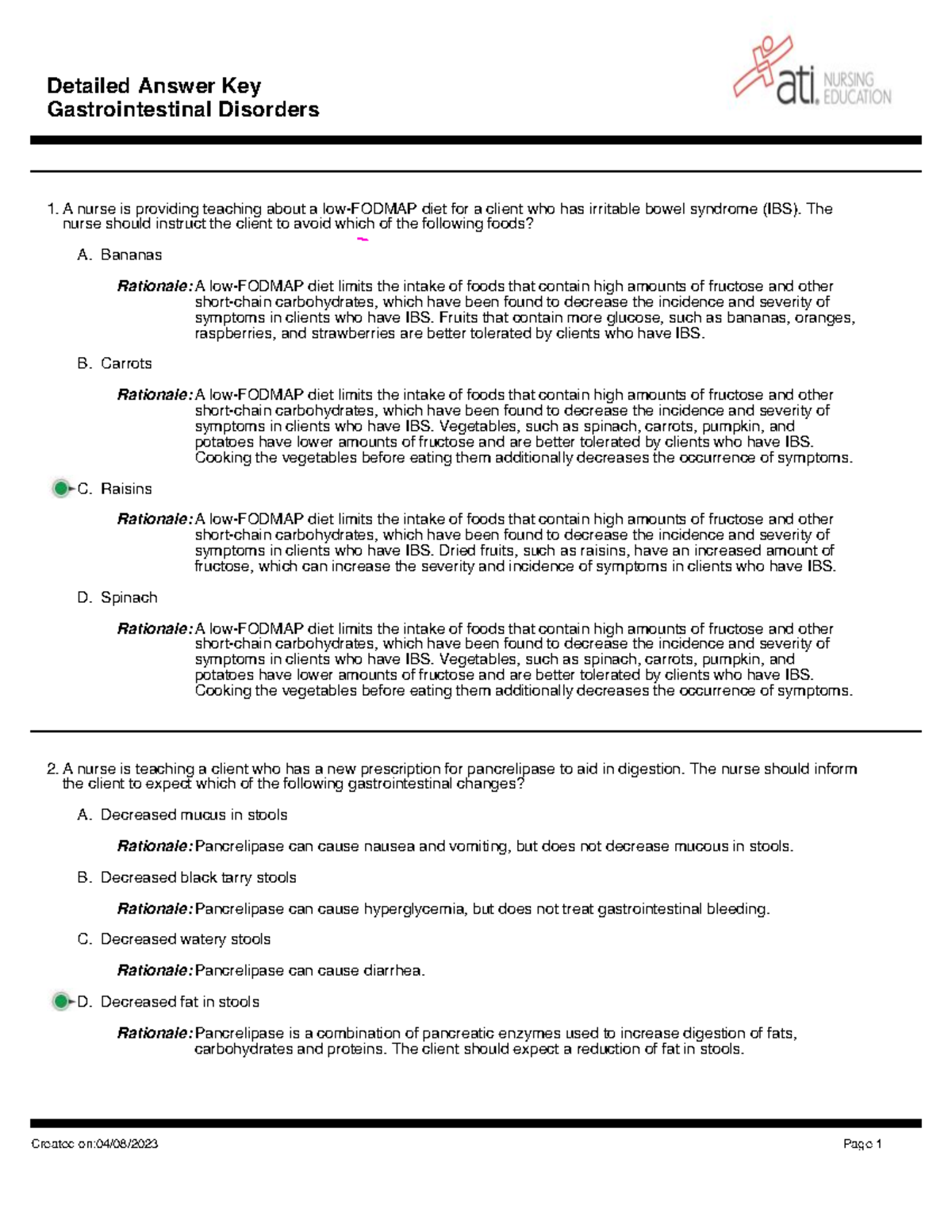 GI Disorders Study Guide with Focus on Low-FODMAP and Nutrition - Studocu