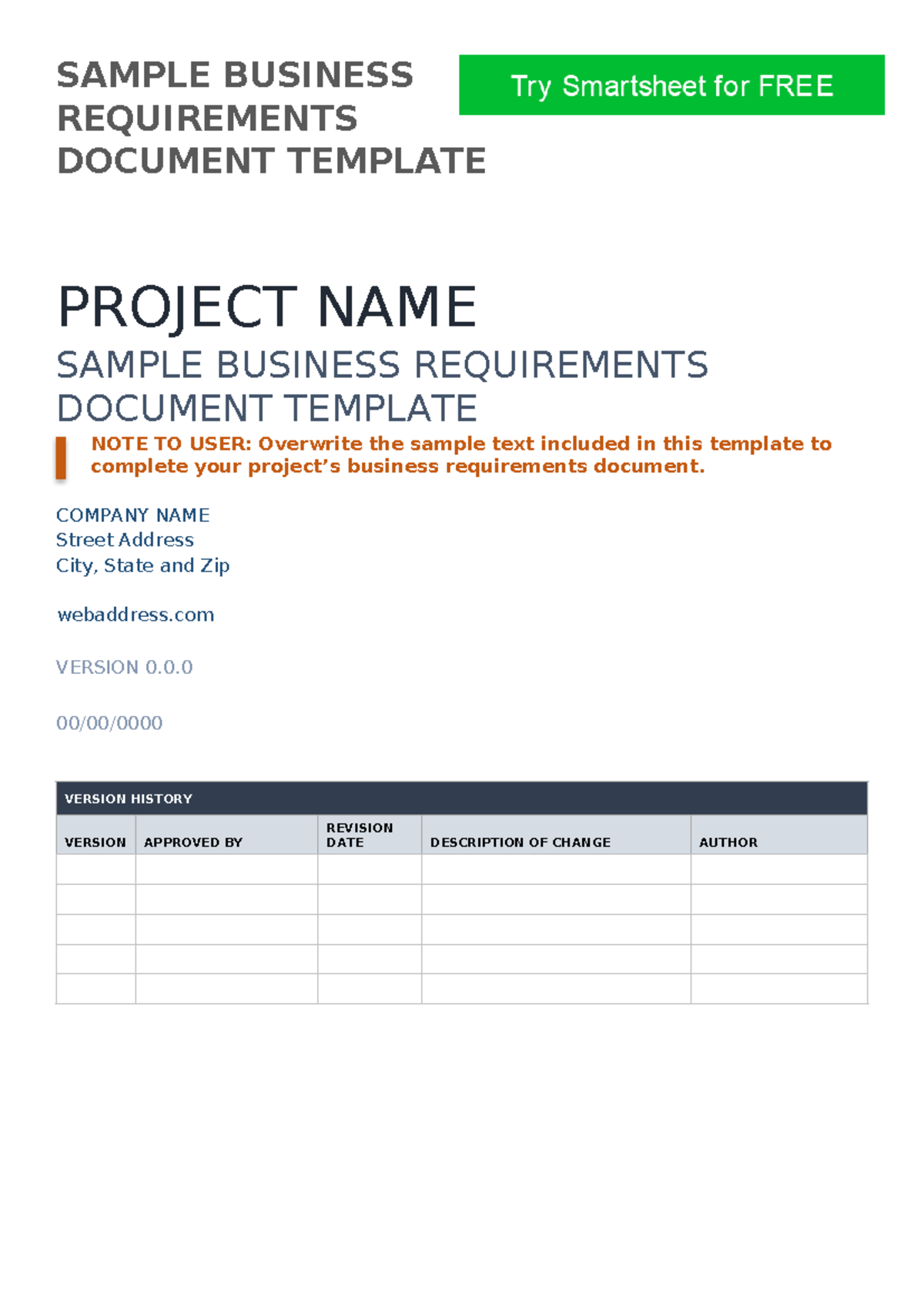 IC Business Requirements Document Template for Project Planning - Studocu