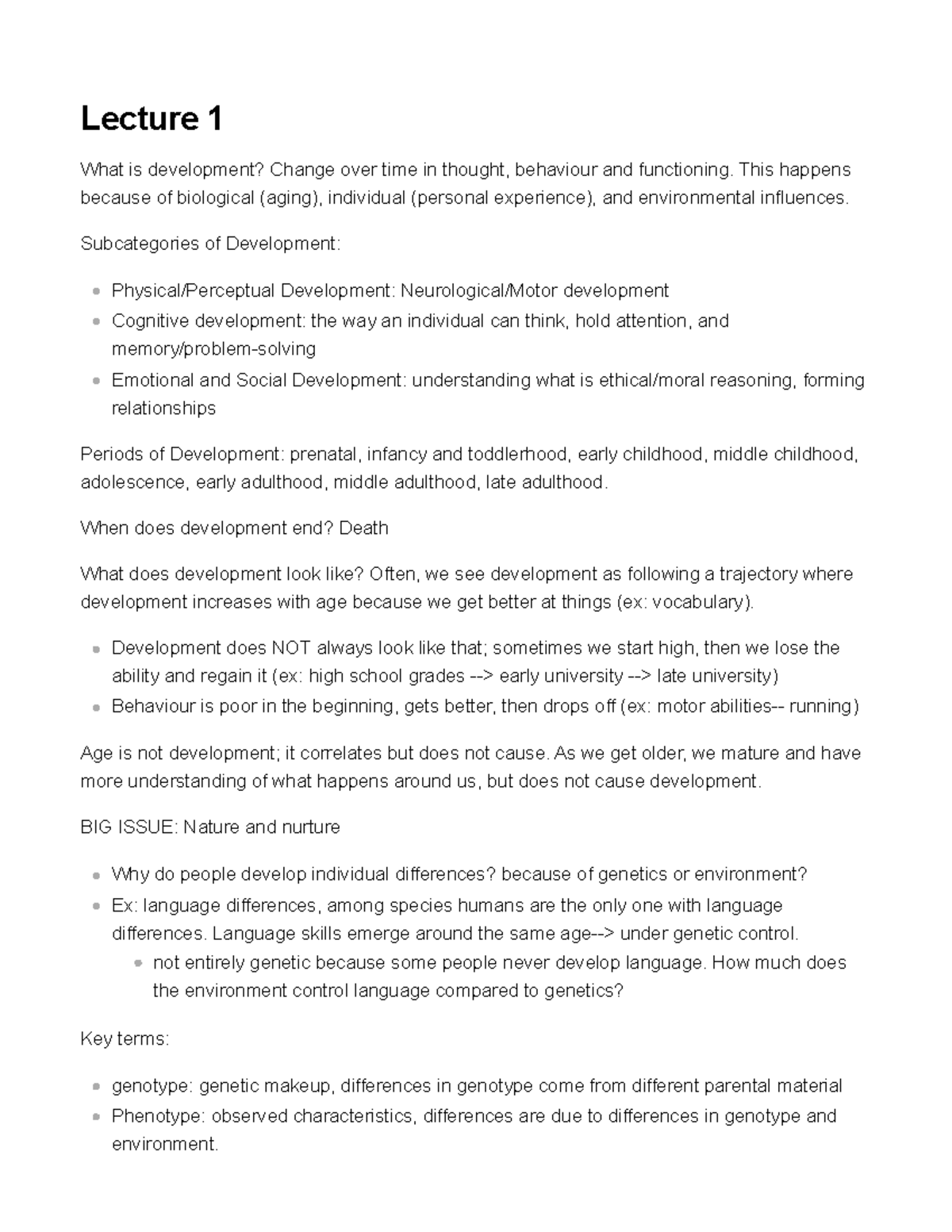 PSY2114 Lec 1 - Introduction to Lifespan Development Psychology - Studocu