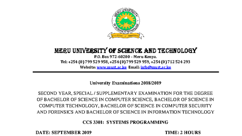 CCS 3301: Systems Programming - Special Supplementary Exam Notes - Studocu