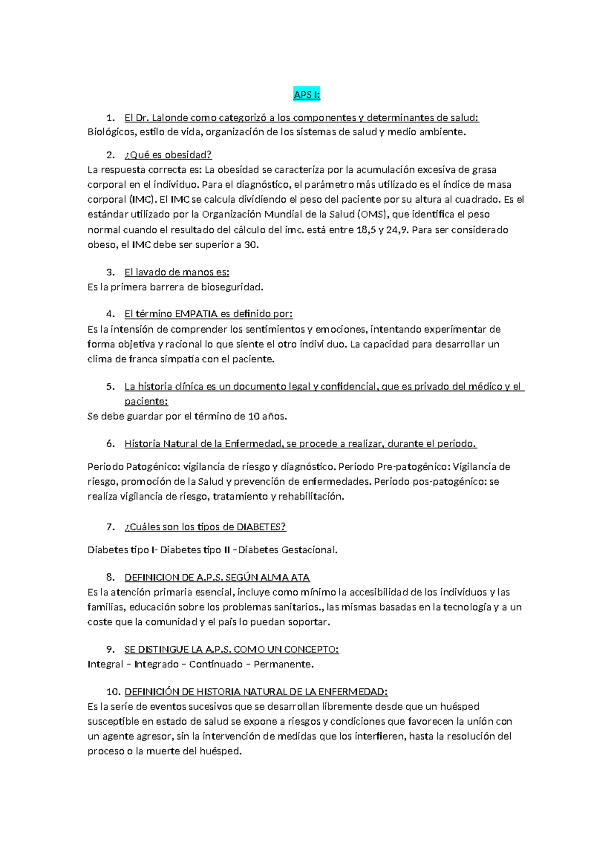 APS 1 - Cuadernillo APS I - APS I: El Dr. Lalonde como categorizó a los ...