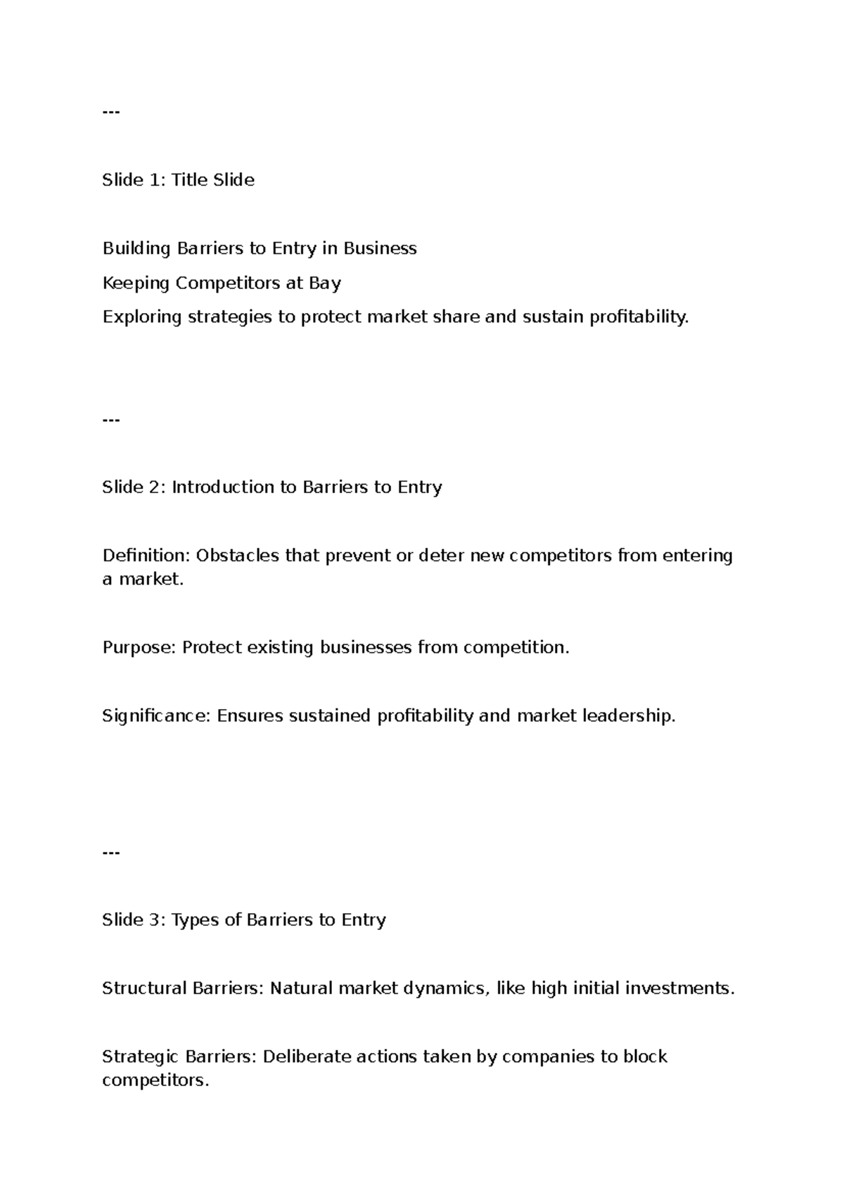 Chapter 6: Building Barriers to Entry for Competitive Advantage in ...