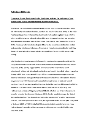 EMA for DD210 - Assignment - Part 1: Essay 1800 words 'Psychology is ...