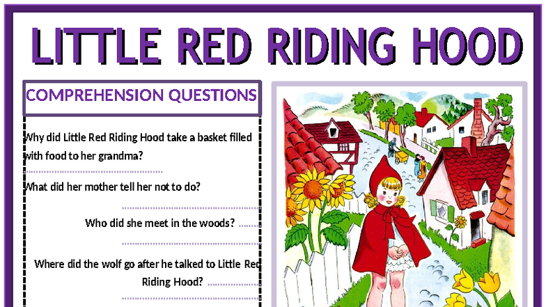 LITTLE RED RIDING HOOD ESL READING COMPREHENSION QUESTIONS - Studocu