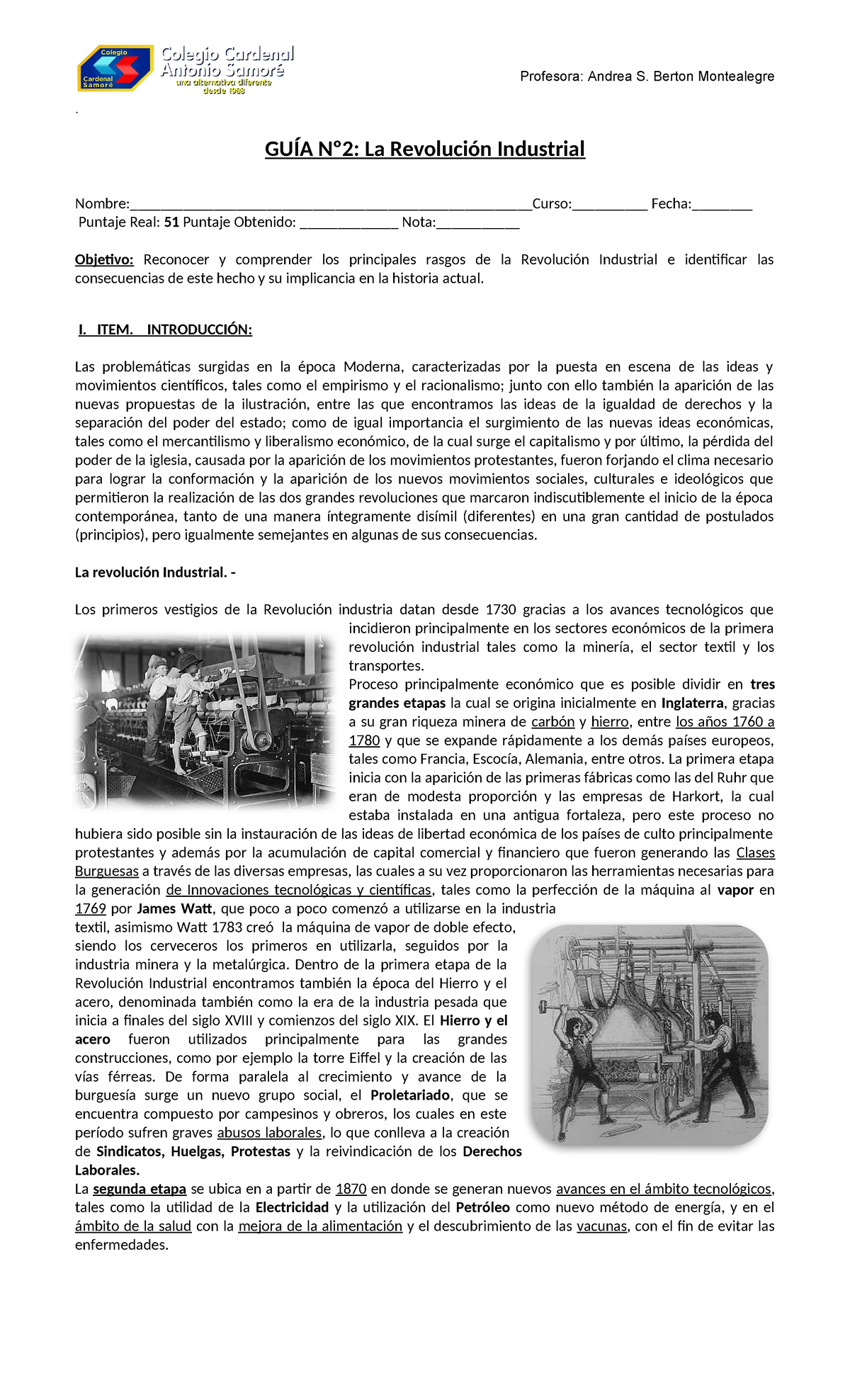 Guía n° 2 Rev. Industrial - . GUÍA Nº2: La Revolución Industrial - Studocu