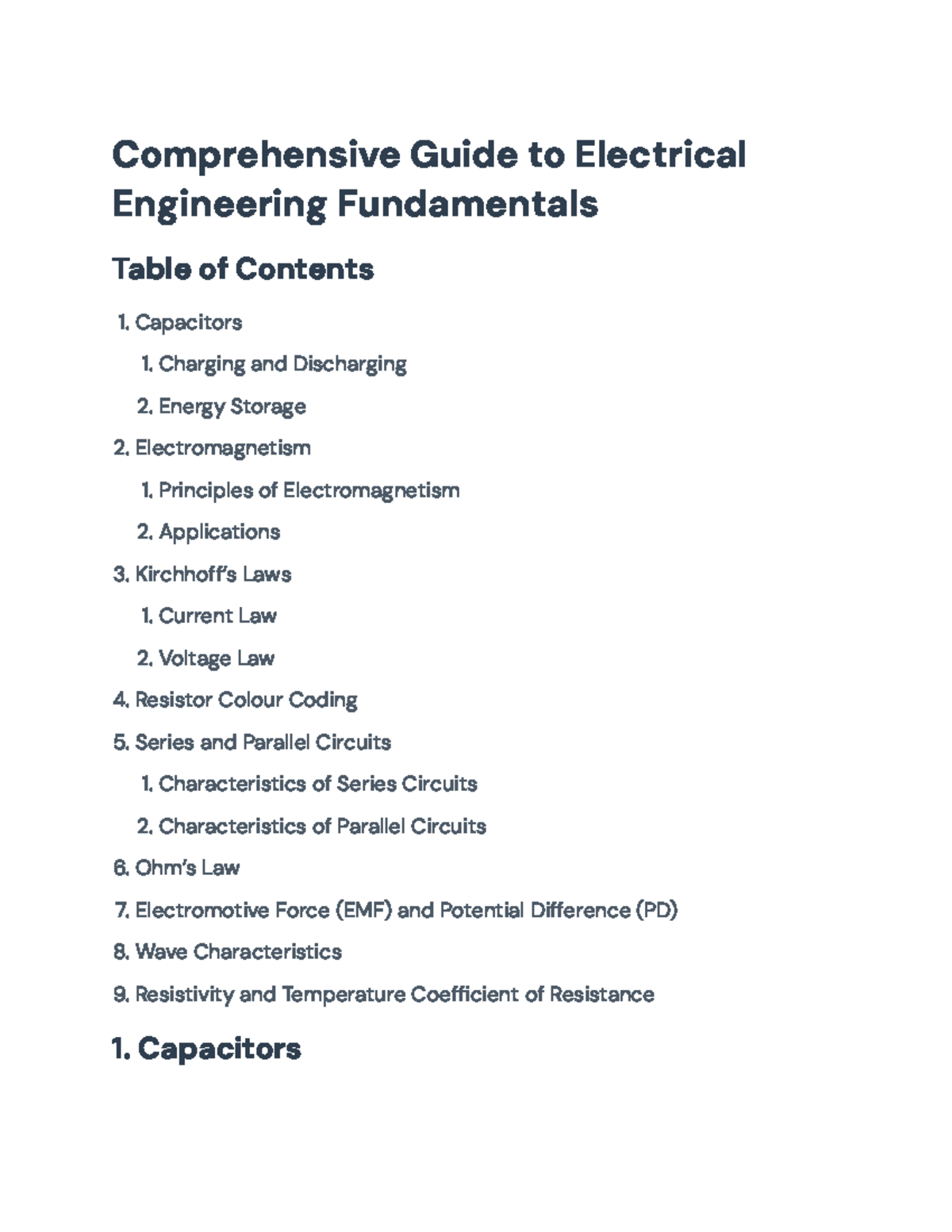 Comprehensive Guide to Electrical Engineering Fundamentals - Capacitors 1 Charging and ...