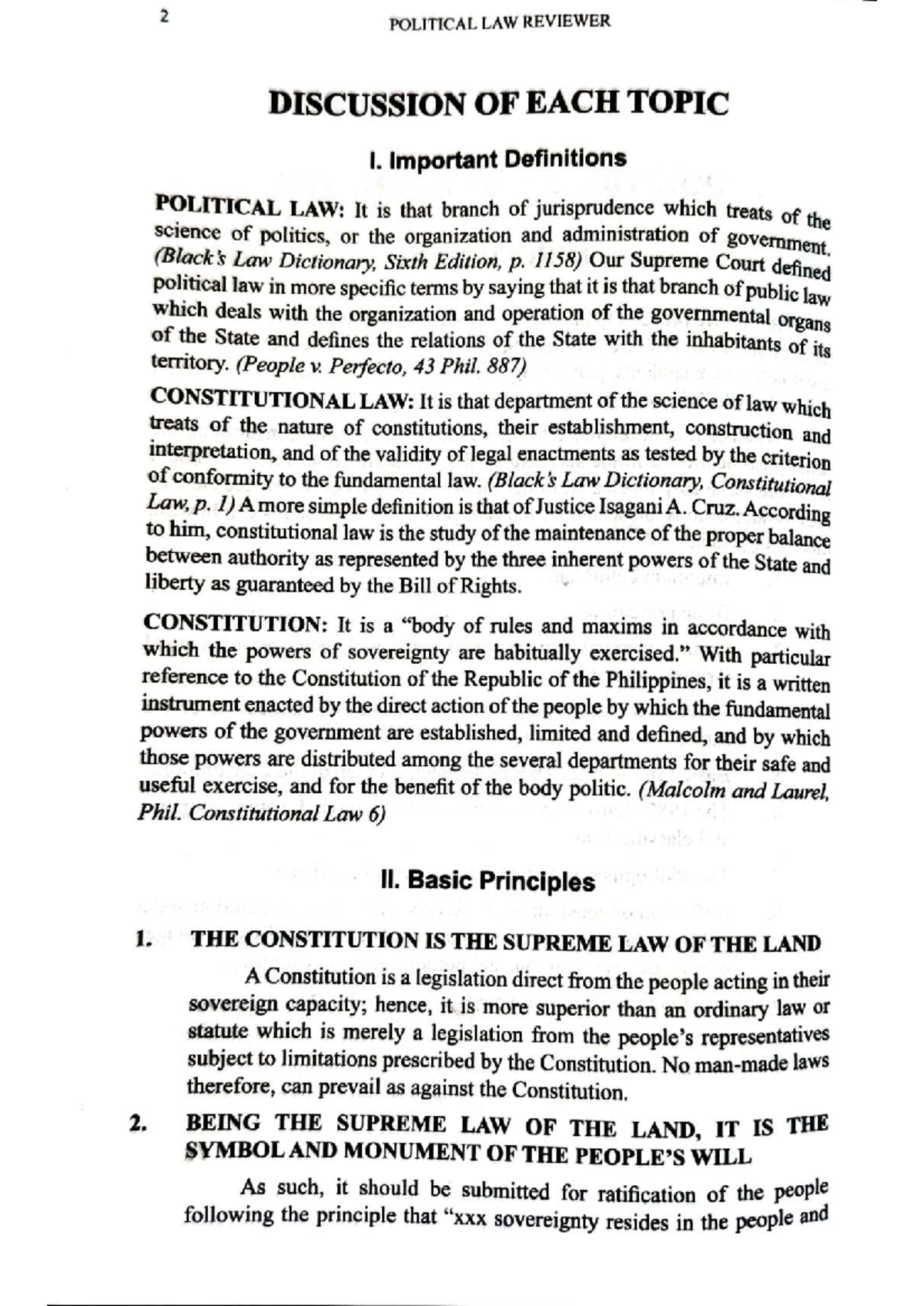 Political Law Reviewer: Discussion of Key Topics (POL LAW 101) - Studocu