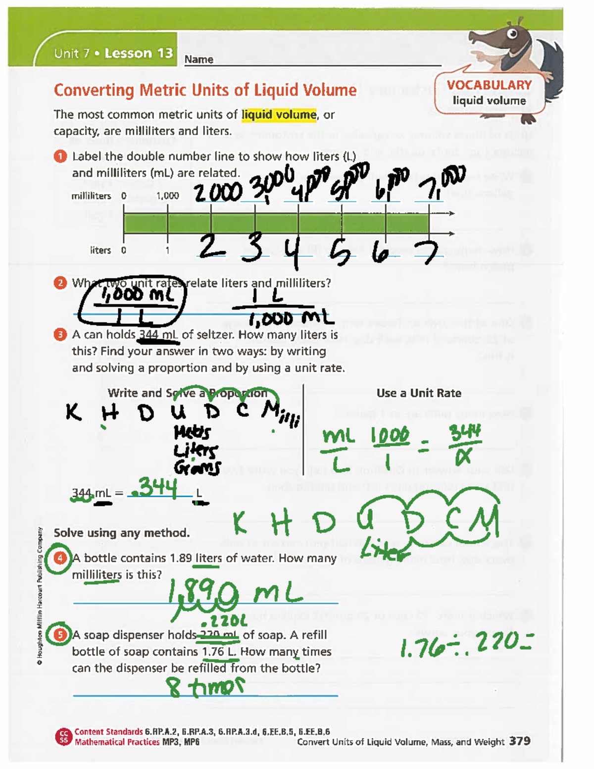 Unit 7 Lesson 13: Converting Metric & Customary Liquid Volume - Studocu