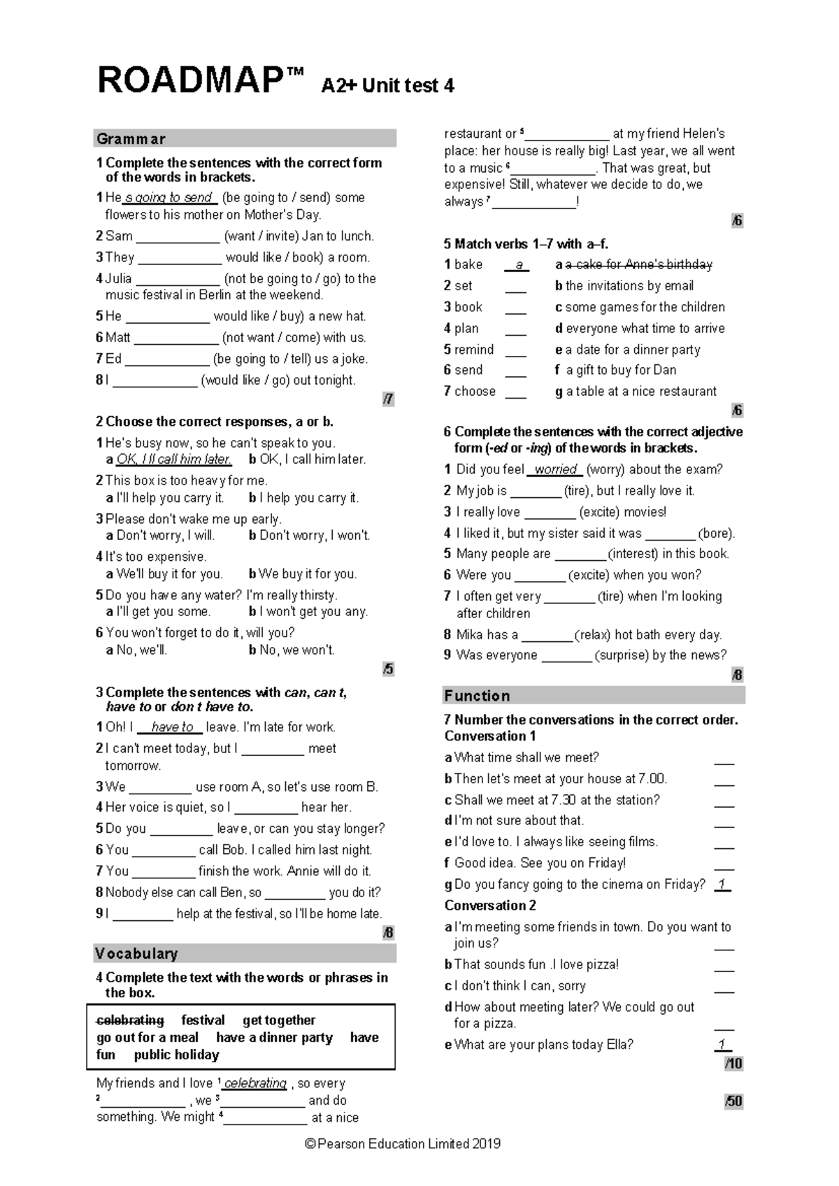 Unit Test 4 (PDF) - Grammar and Vocabulary Exercises - Studocu