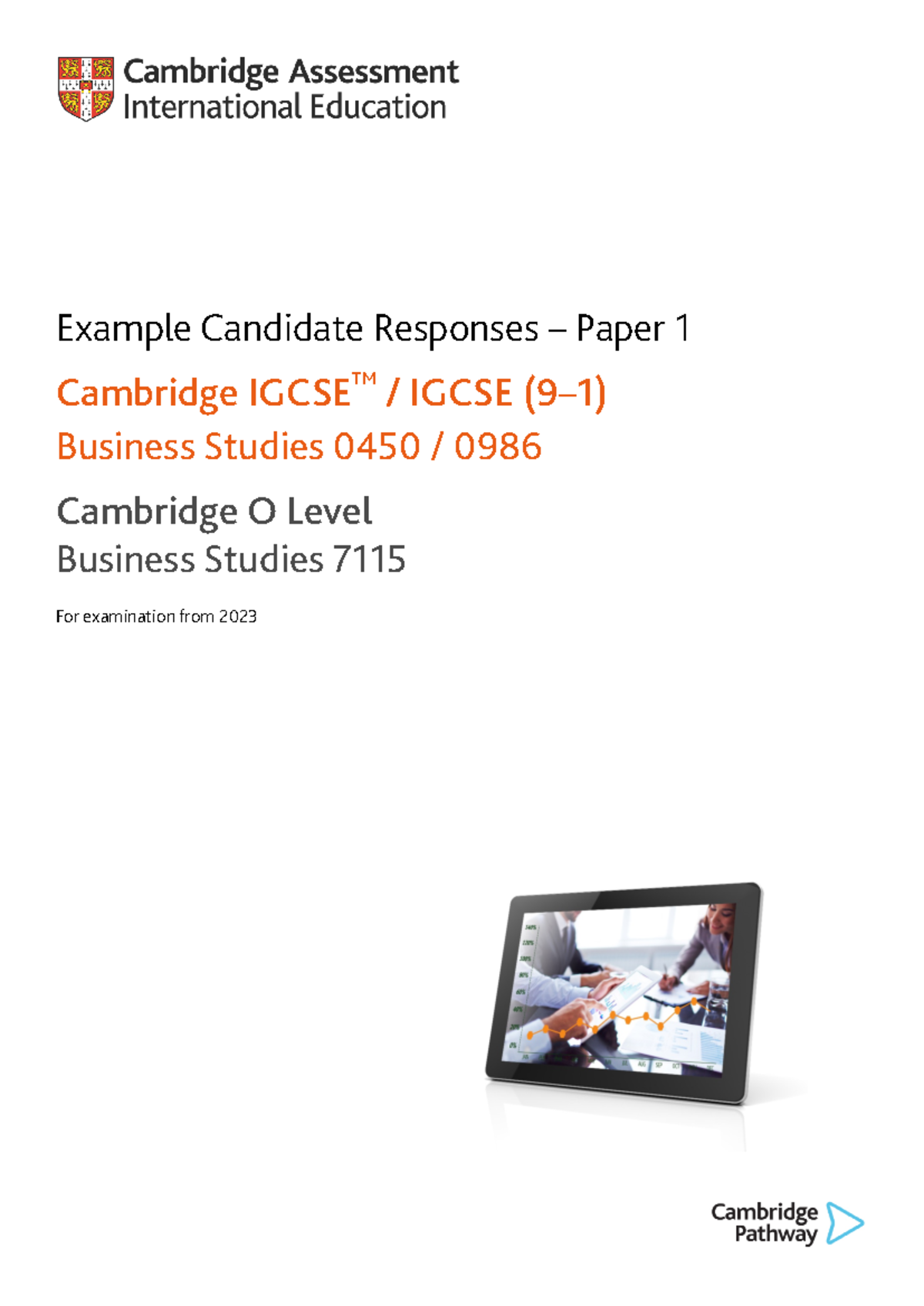 Cambridge IGCSE Business Studies 0450 Sample Responses June 2023 - Studocu