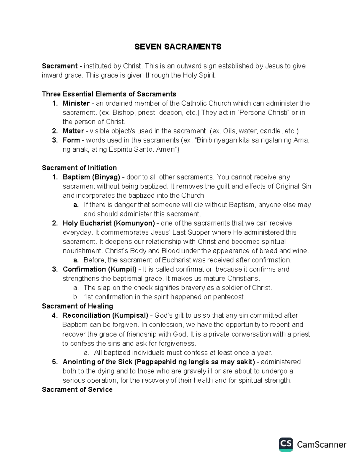 Seven Sacraments Study Guide (Rel 101) - Key Elements & Significance ...