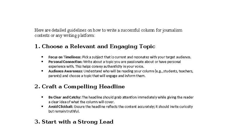 Guidelines for Writing a Great Column: Tips for Journalism Contests ...