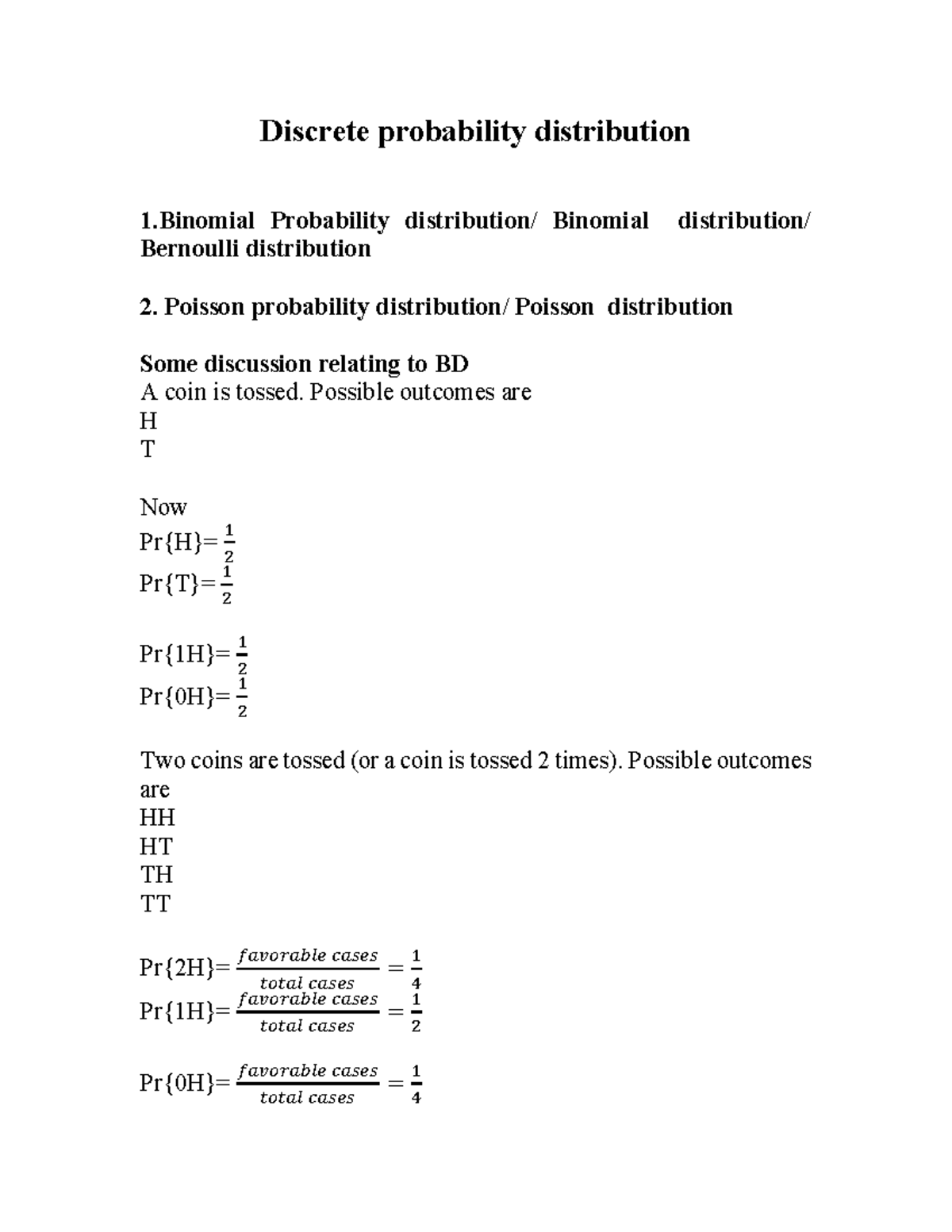 Lecture 8 - Discrete Probability Distributions: Binomial & Poisson ...