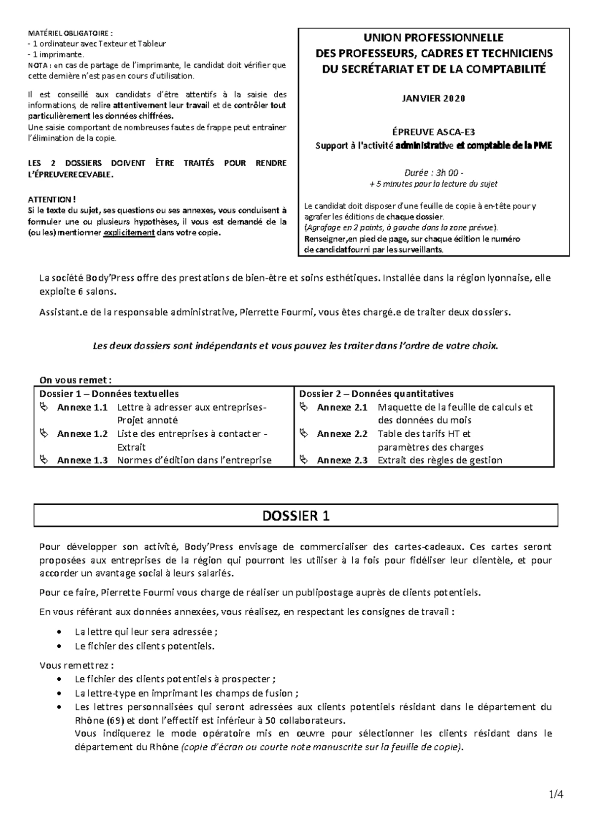 ASCA-E3-sujet - Titre assistant comptable Asca E2 - MATÉRIEL ...