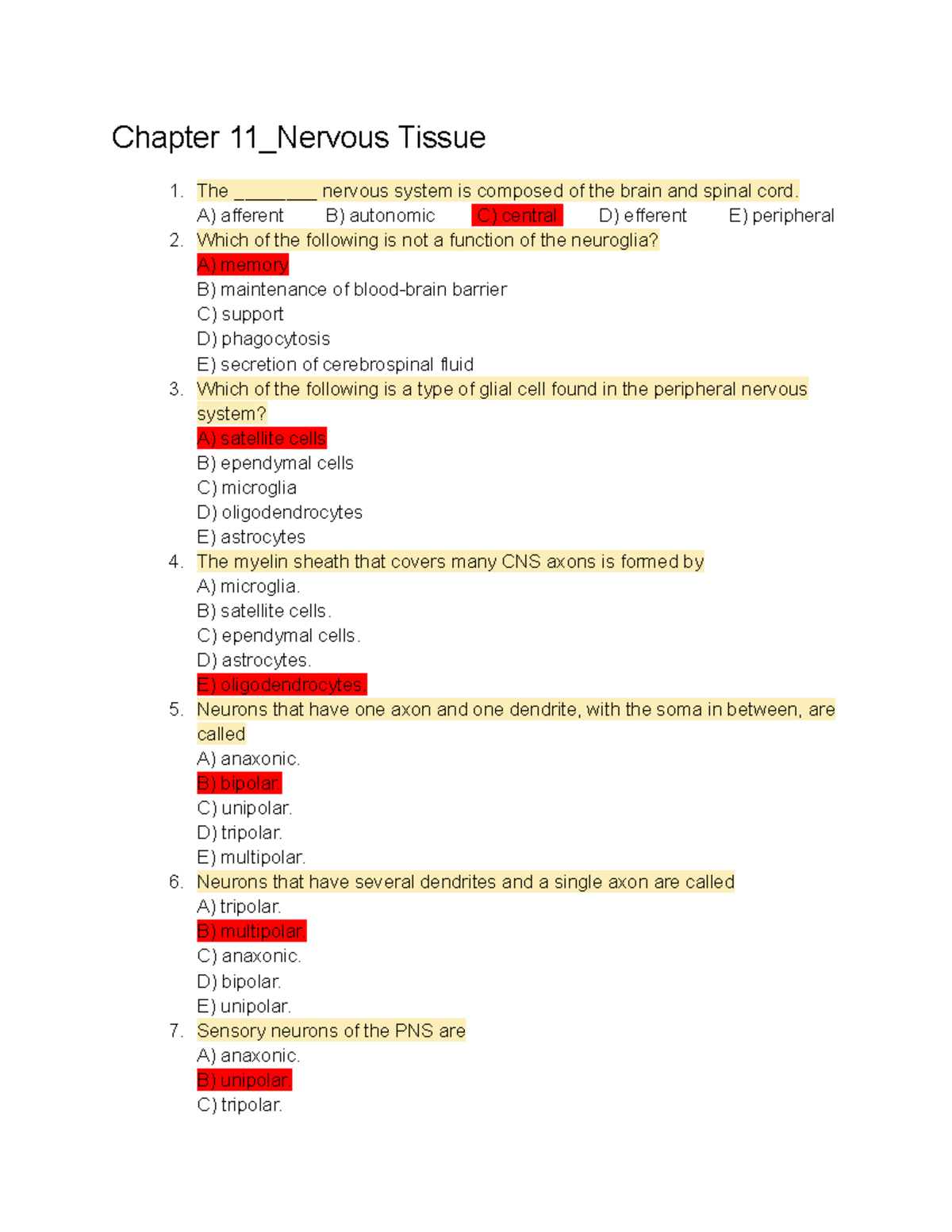 Module 3 Practice Questions: Nervous Tissue, Heart, and Blood Vessels ...