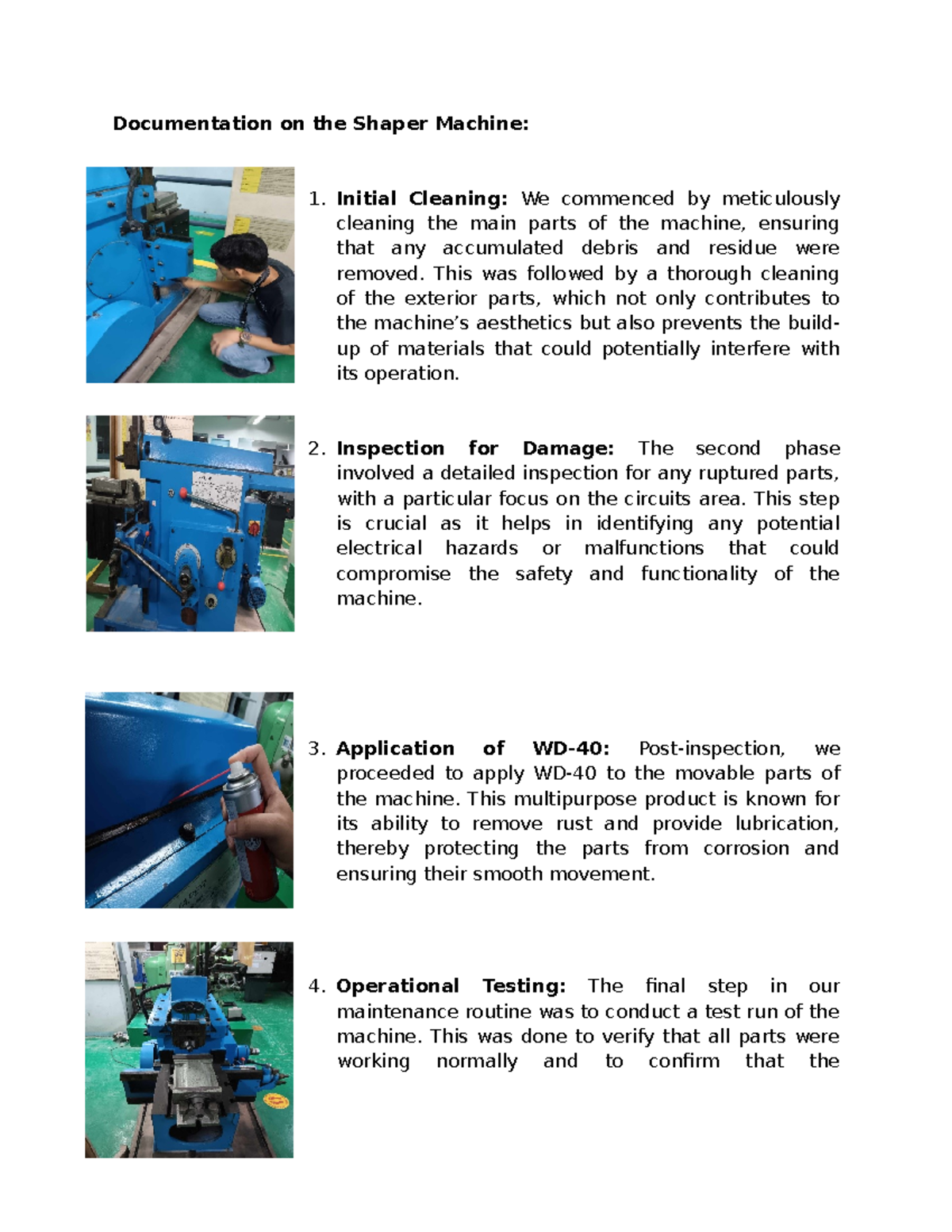 Shaper documentation - Documentation on the Shaper Machine: 1. Initial ...