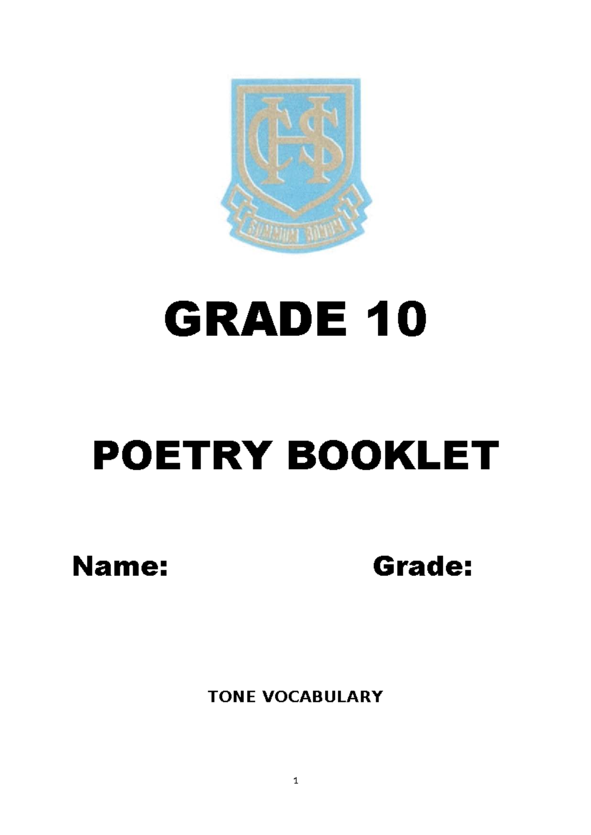 GRADE 10 POETRY BOOKLET: TONE, THEME & ANALYSIS NOTES - Studocu