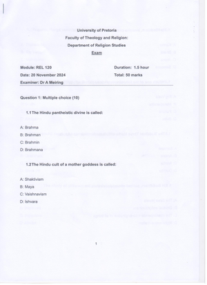 REL 120 Typical Exam Questions - Typical exam questions Multiple choice ...