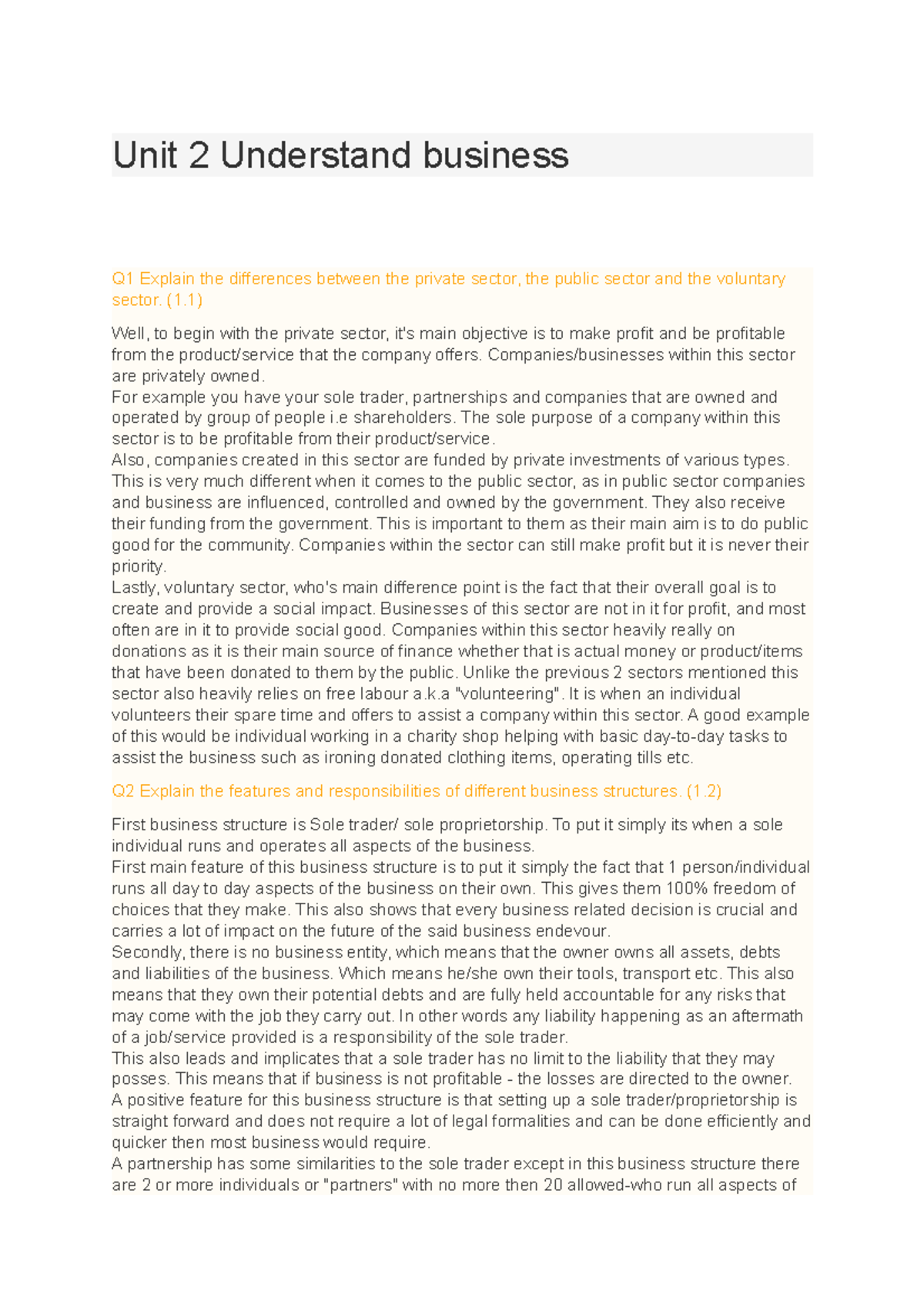 Unit 2 Understand business wqaesdrftgyhjhgbvfcdageb xcvxcfsdf - Unit 2 ...