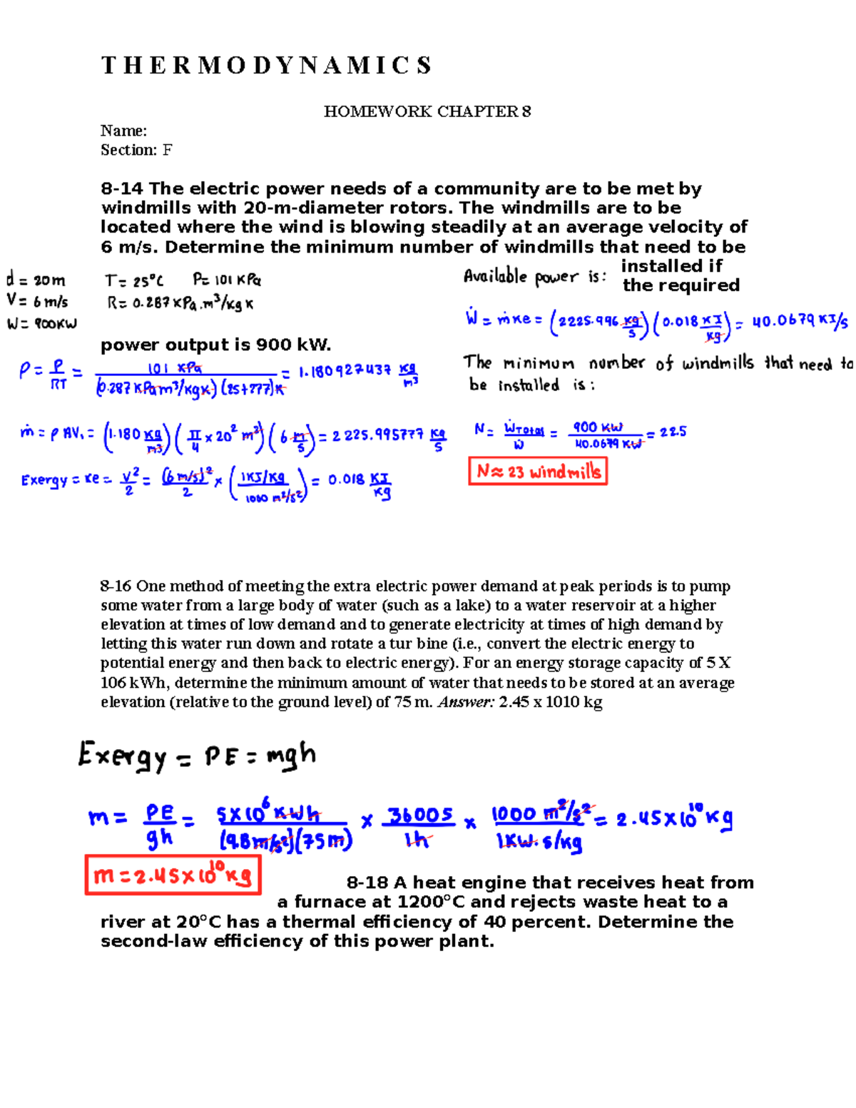 Thermodynamics Homework Problems: Chapter 8 Solutions - Studocu