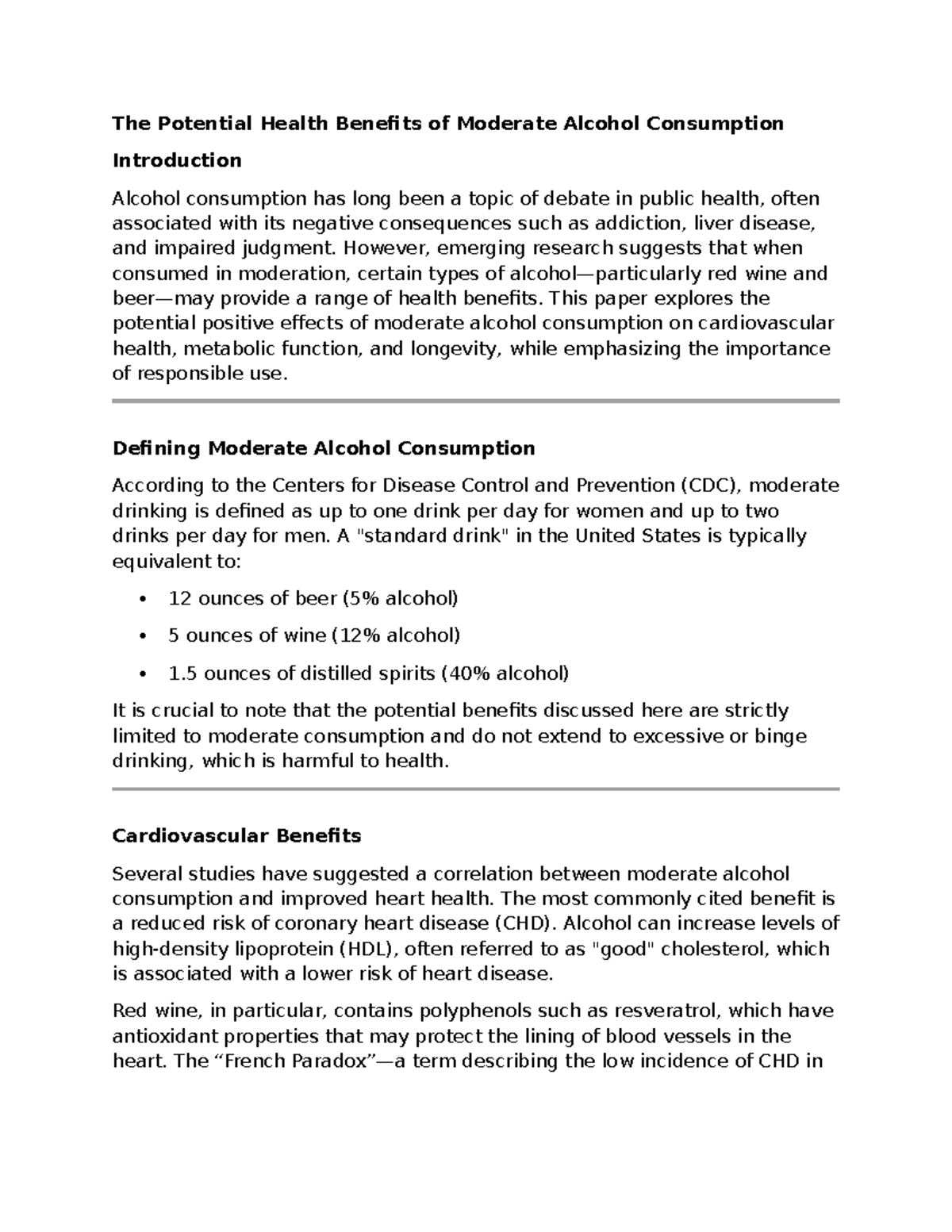 Health Benefits of Moderate Alcohol Consumption: A Comprehensive Review ...