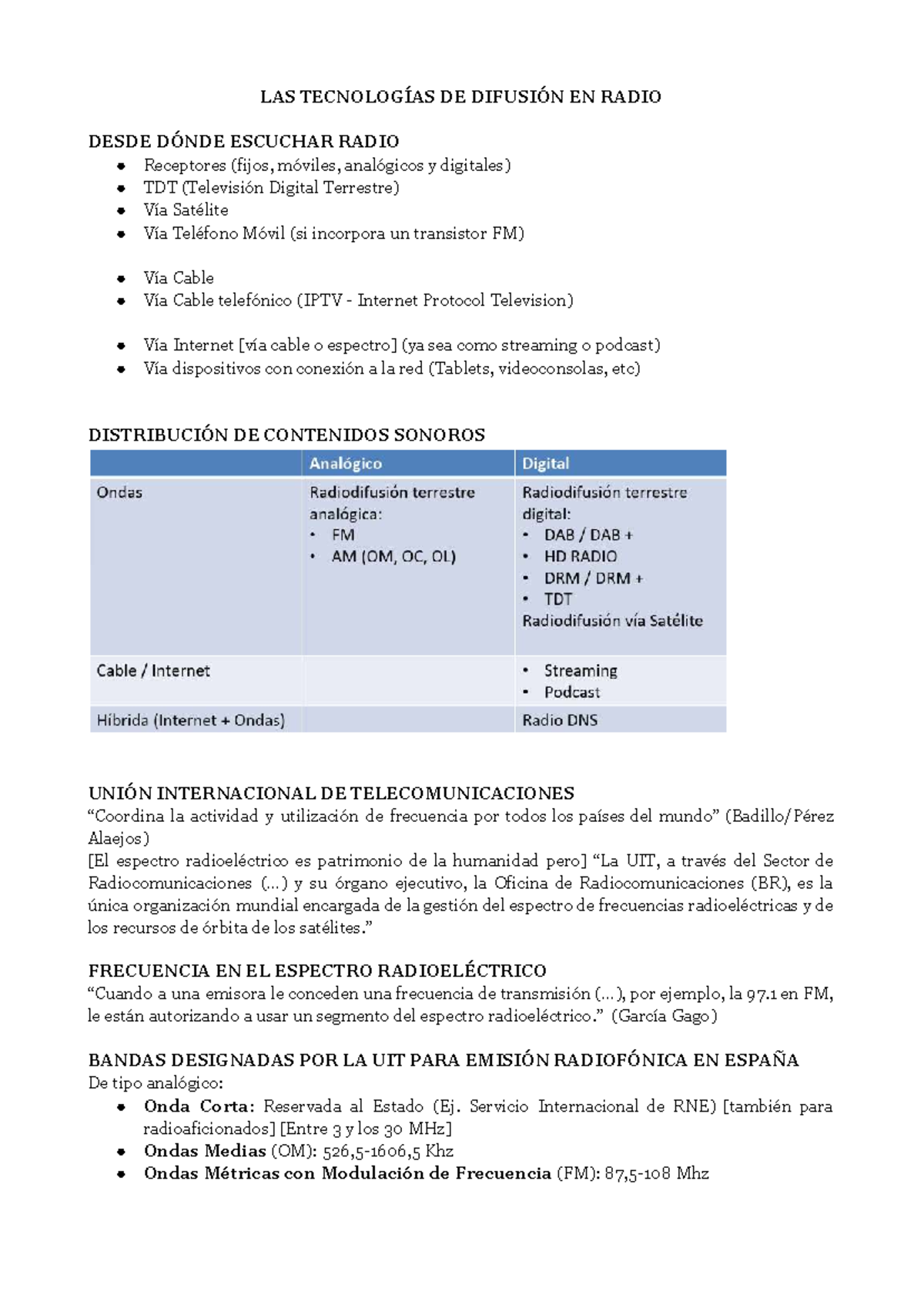 LAS TECNOLOGÍAS DE DIFUSIÓN EN RADIO: MODOS Y FRECUENCIAS - Studocu