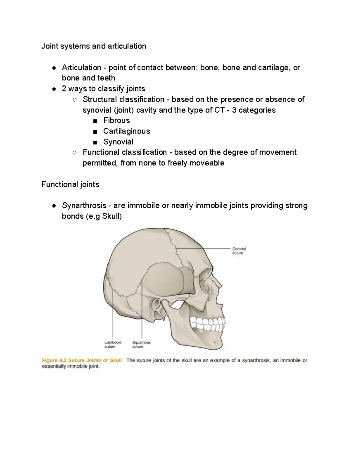 A&P 1 Lecture Notes: Chapter 7 - Joint Systems & Articulation - Studocu
