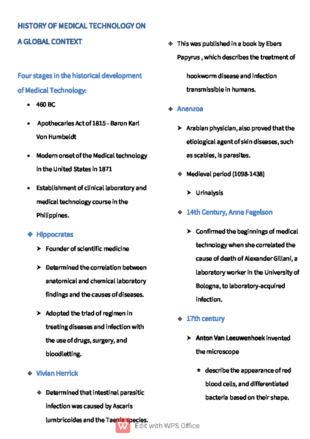 HIST 101: Global History of Medical Technology Development - Studocu