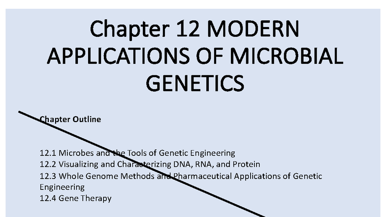 Chapter 12: Modern Applications of Microbial Genetics - PCR ...