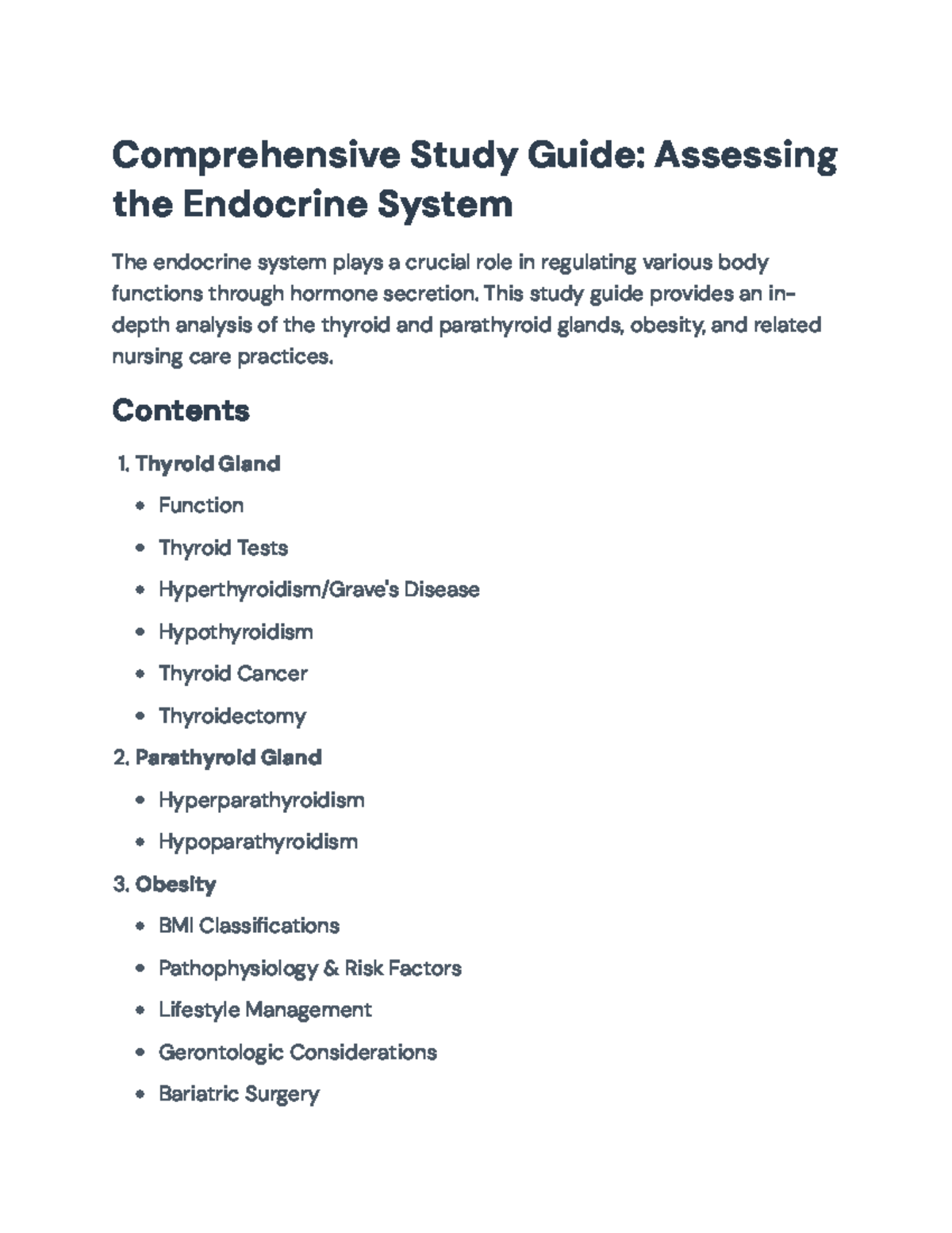 Comprehensive Study Guide for Assessing the Endocrine System ...