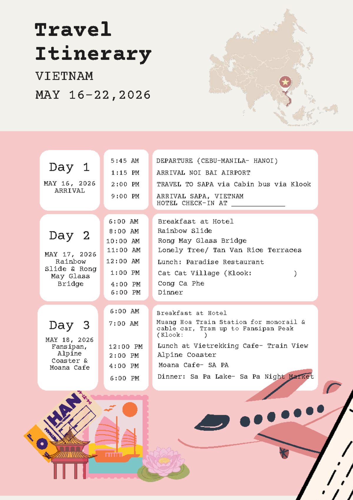 Vietnam Travel Itinerary (Sa Pa-Hanoi) - May 2026 - Studocu