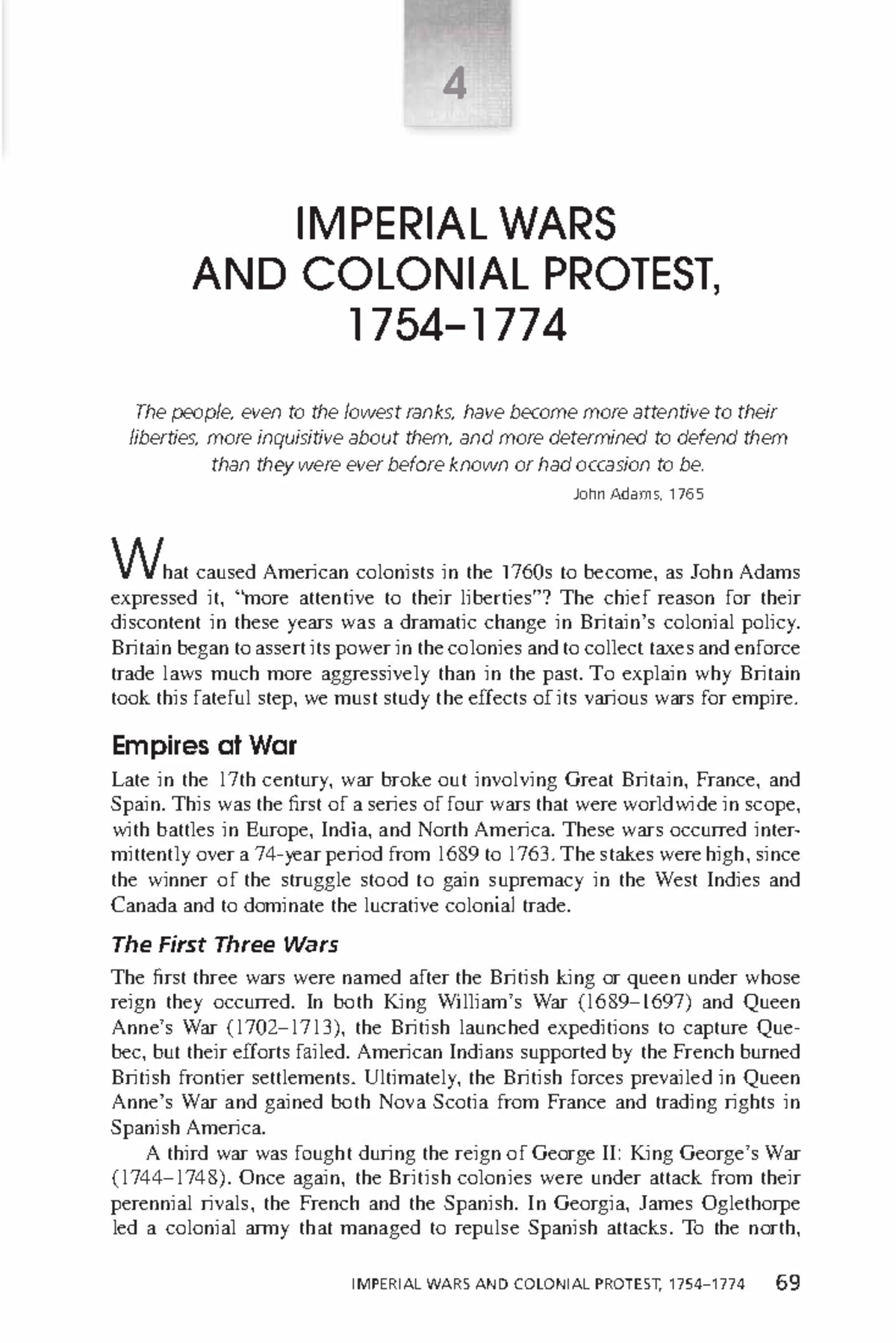 APUSH: 4 Imperial Wars & Colonial Protest - Key Events and Ideas - Studocu