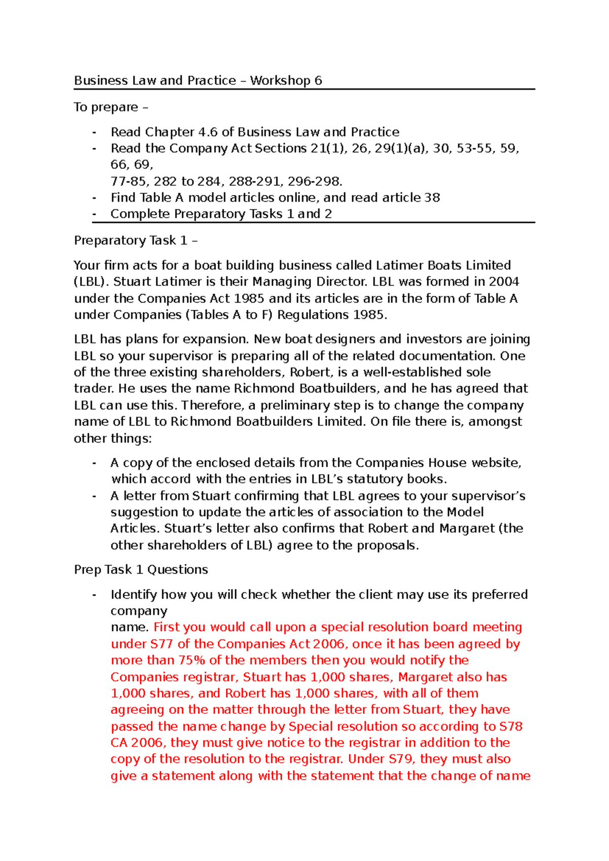 Business Law and Practice Workshop 6 Notes - Business Law and Practice ...