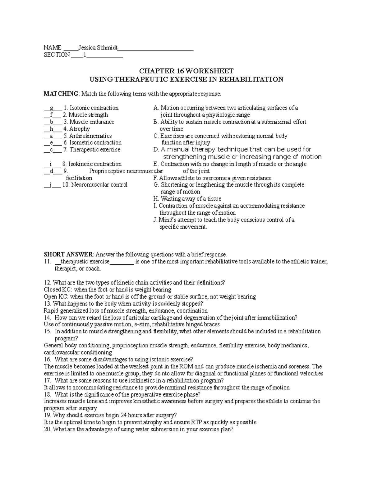 Chapter 16 Therapeutic Exercise Worksheet For Rehabilitation Studocu