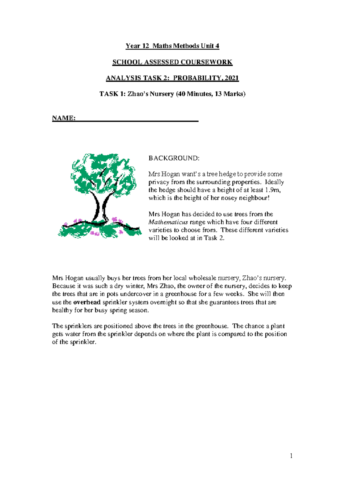 12 MM 2021 Tree Probability SAC Unit 4 Solutions Analysis - Studocu