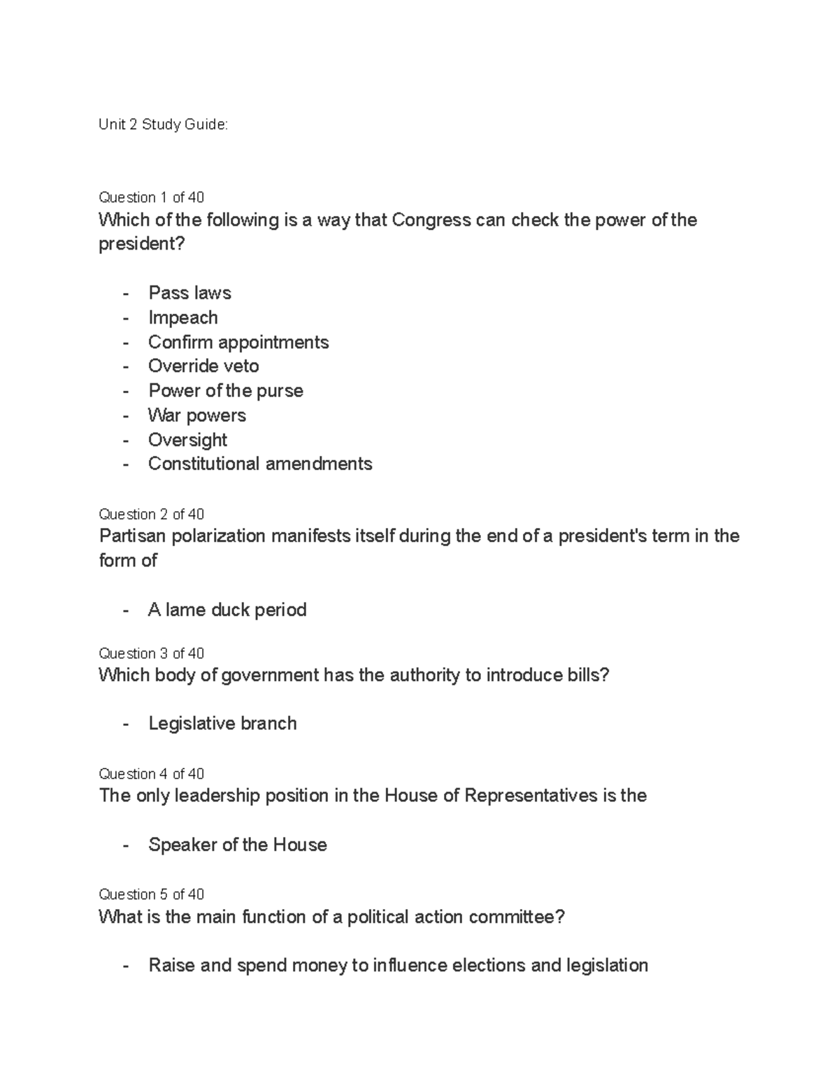 Unit 2 AP Government Study Guide and Key Concepts - Unit 2 Study Guide ...