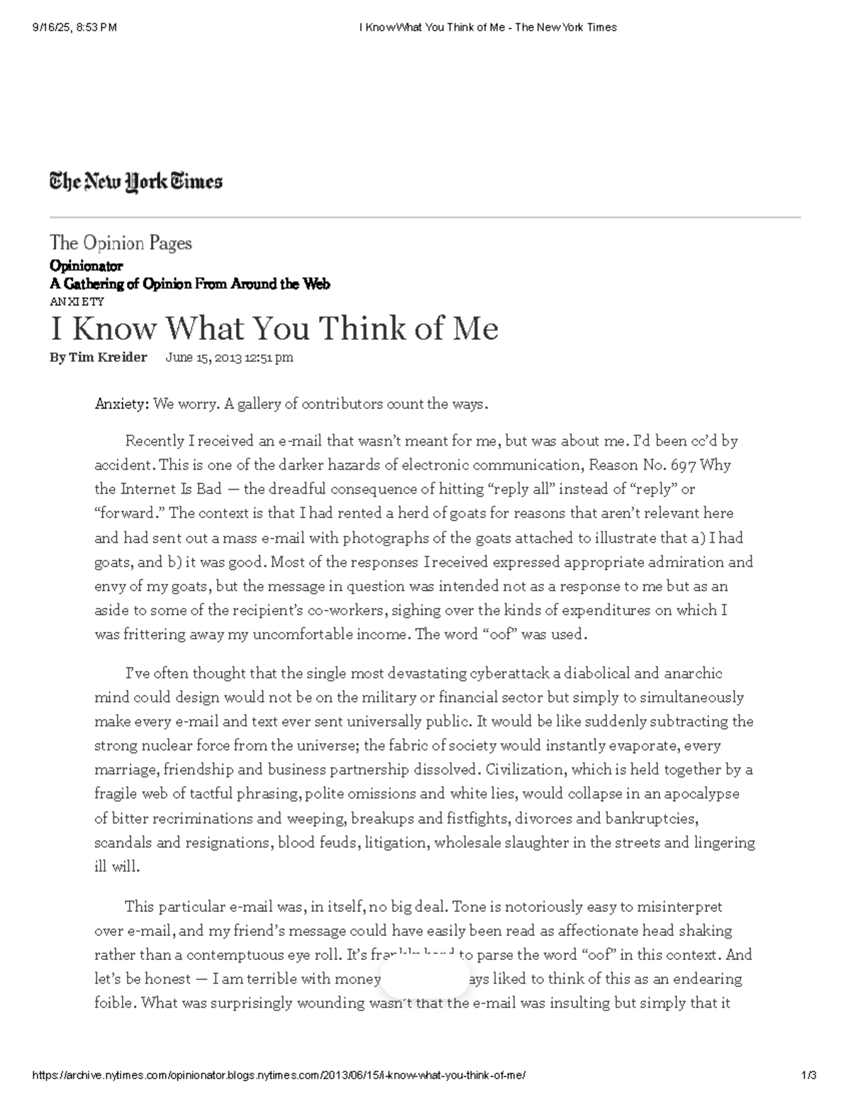 I Know What You Think of Me: An Analysis of Perception and Anxiety ...
