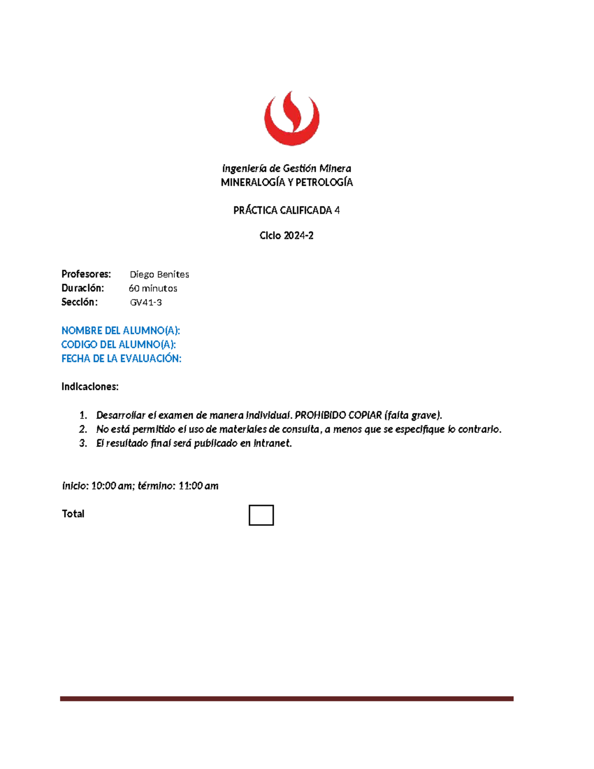 Mineralogía y Petrología Práctica Calificada - LB4 GM02 202402-GV41-3 ...
