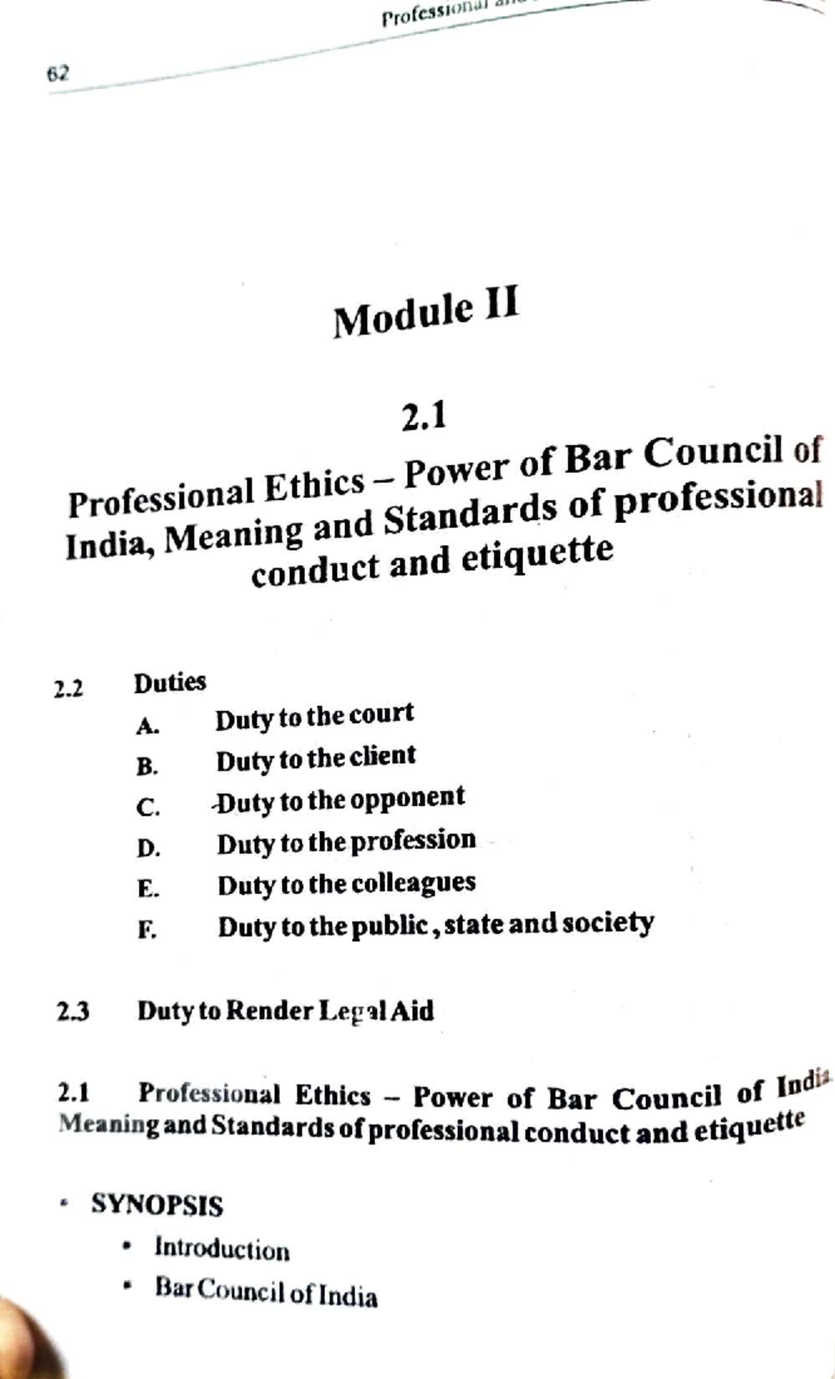 Professional Ethics and Duties: A Study of Bar Council Standards (Prof ...