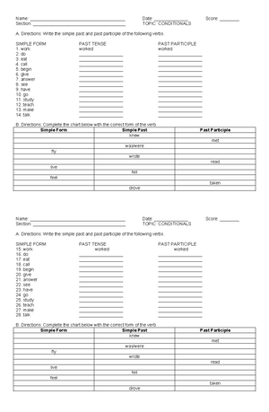 Worksheets - Name: ________________________________________ Date