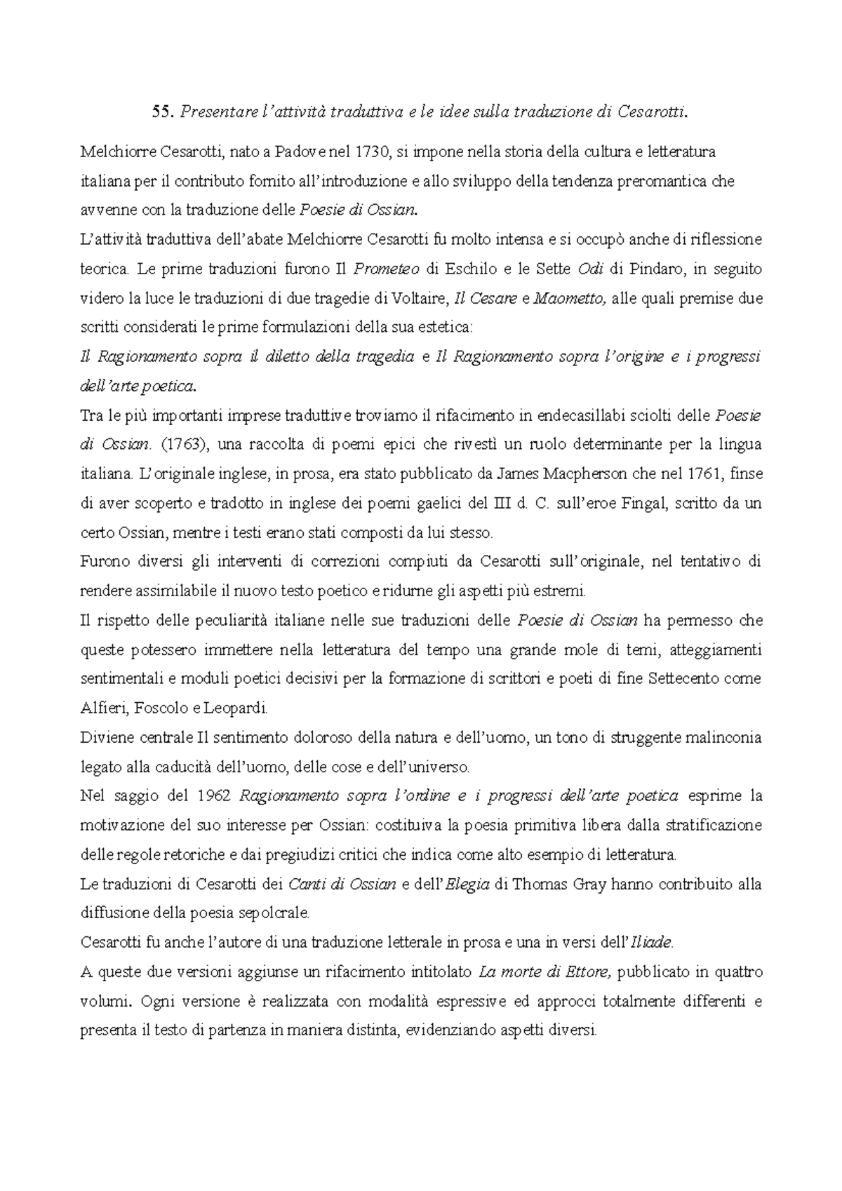 55. Presentare l’attività traduttiva e le idee sulla traduzione di ...