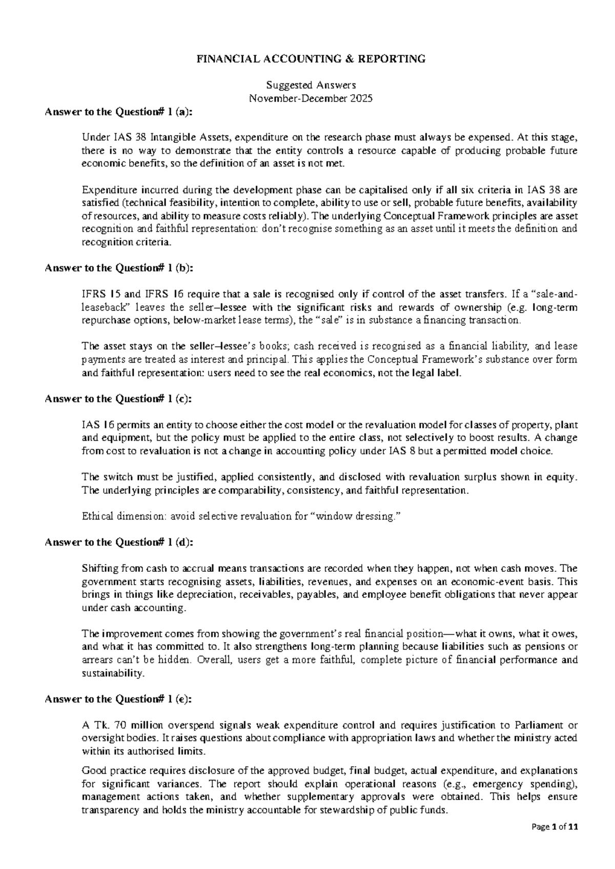 FINANCIAL ACCOUNTING REPORTING Suggested Answers 2025 - Studocu